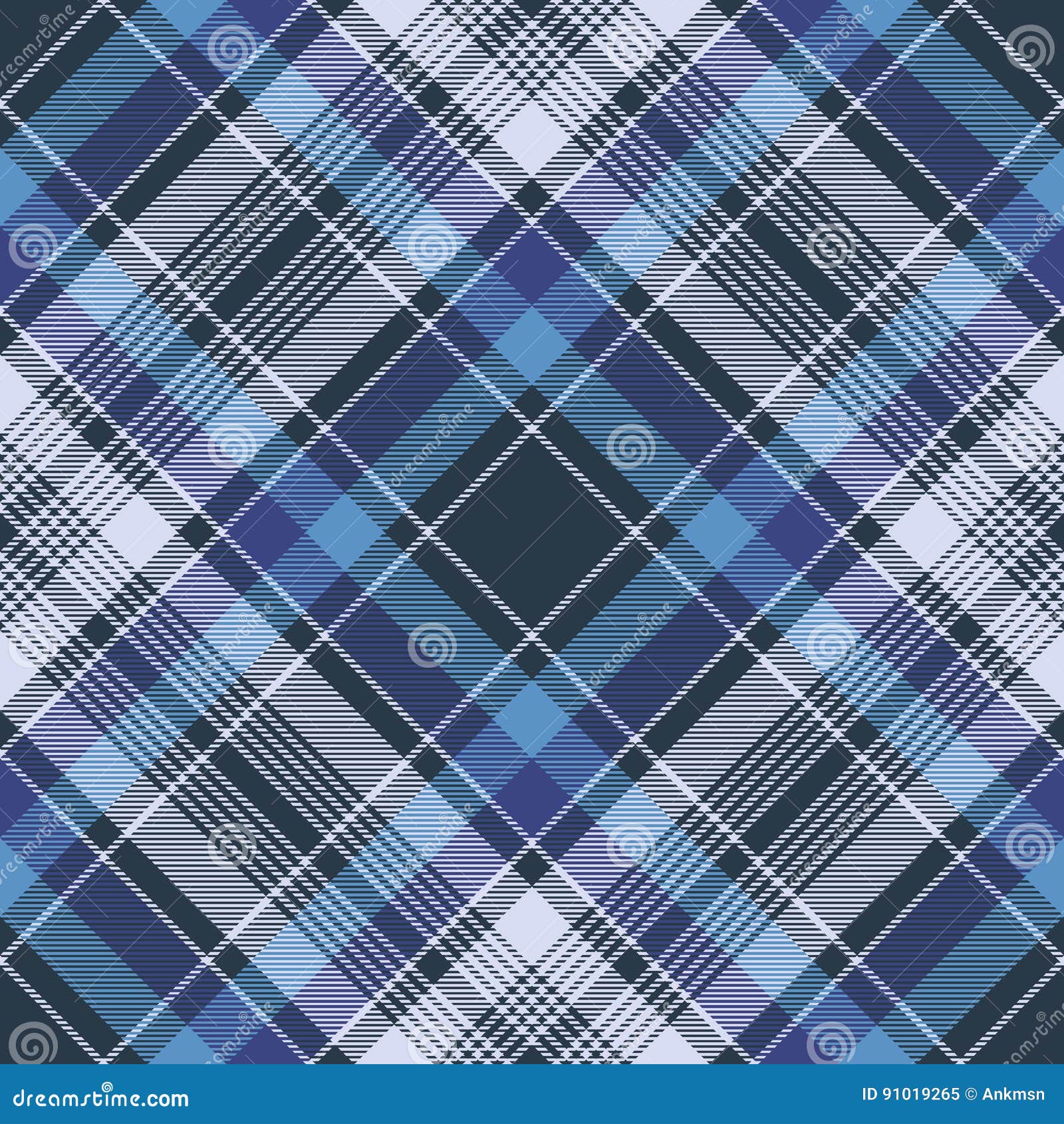 Blue Check Fabric Texture Diagonal Seamless Pattern Stock Vector ...