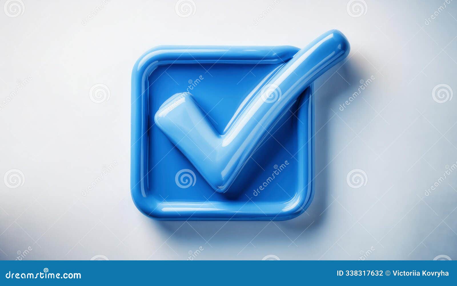 Blue Check Mark Icon. Symbol of Approval. 3D Rendering, Modern ...