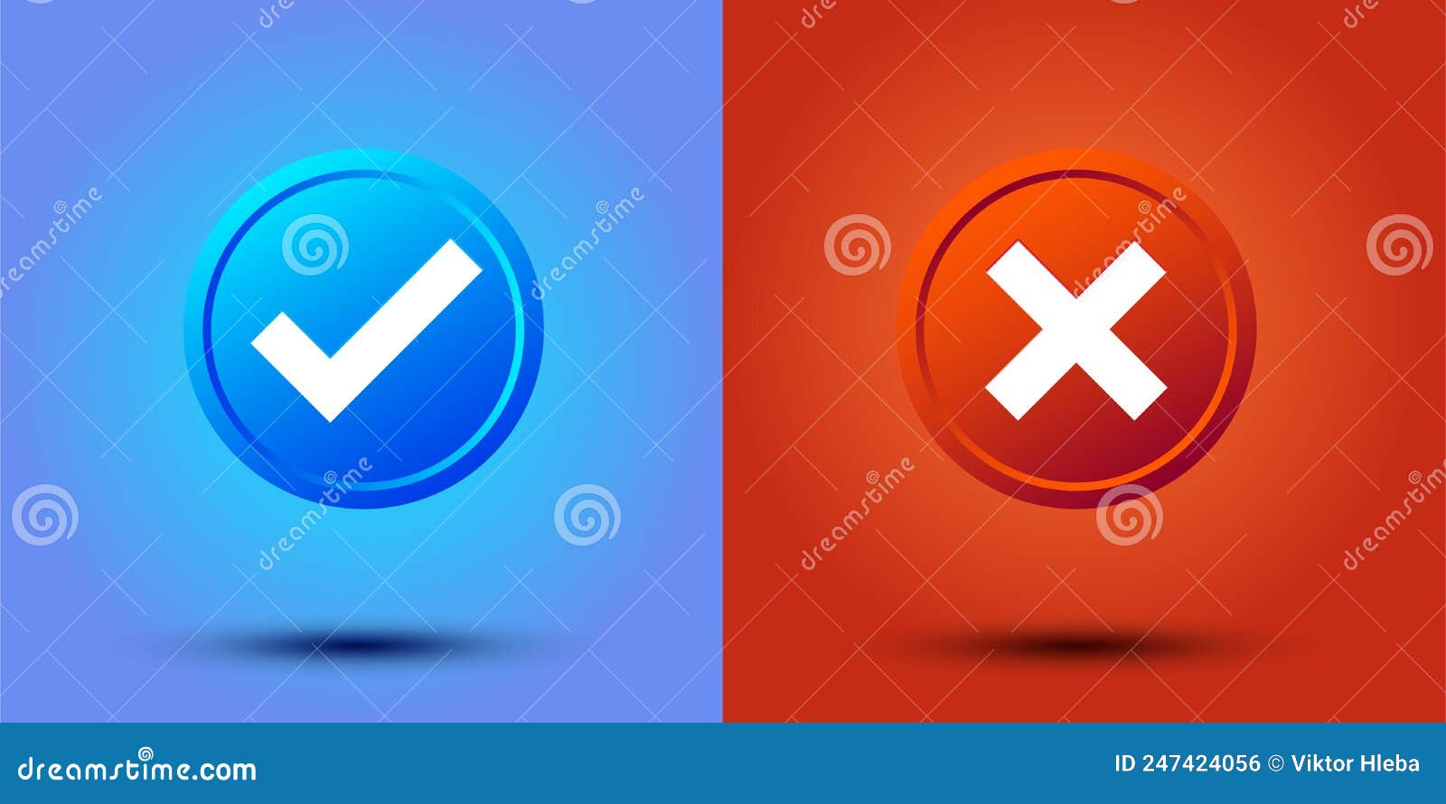 Blue Check Mark and Red Cross Vector Design Stock Vector - Illustration ...