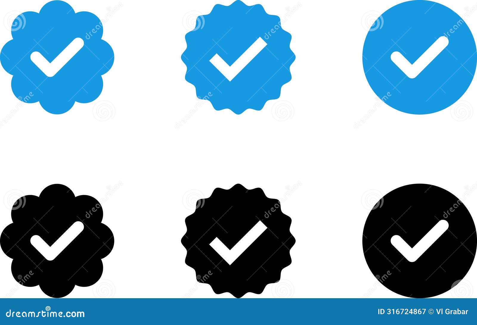 Blue Check Mark Tick Verification Icon Symbol Vector. Royalty-Free ...