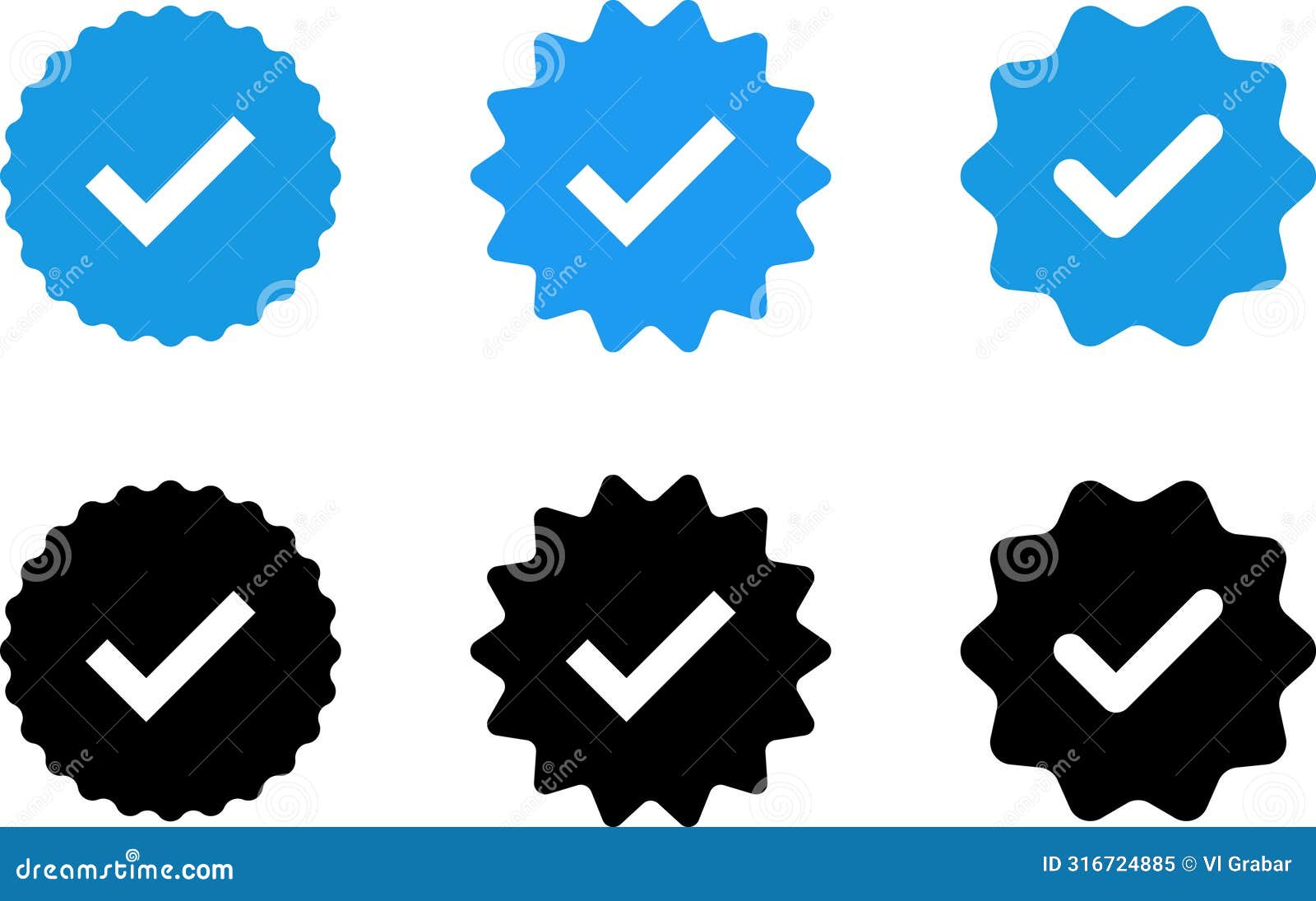 Blue Check Mark Tick Verification Icon Symbol Vector. Stock Vector ...