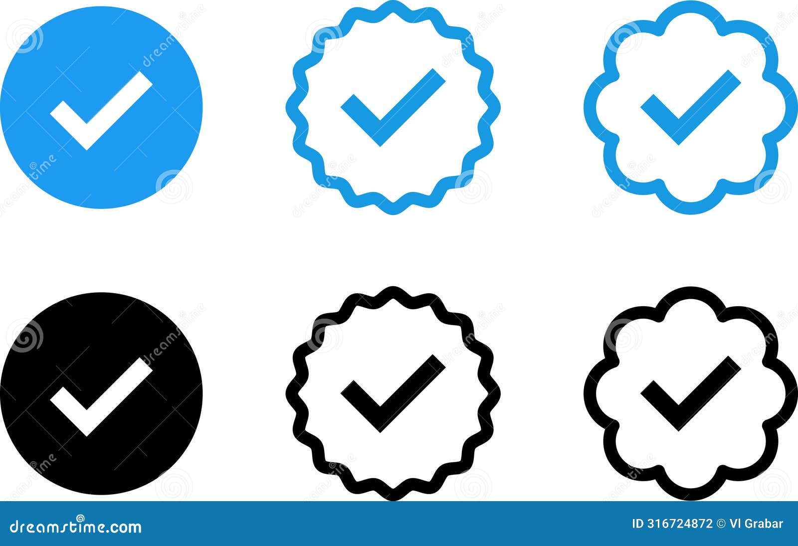 Blue Check Mark Tick Verification Icon Symbol Vector. Stock Vector ...