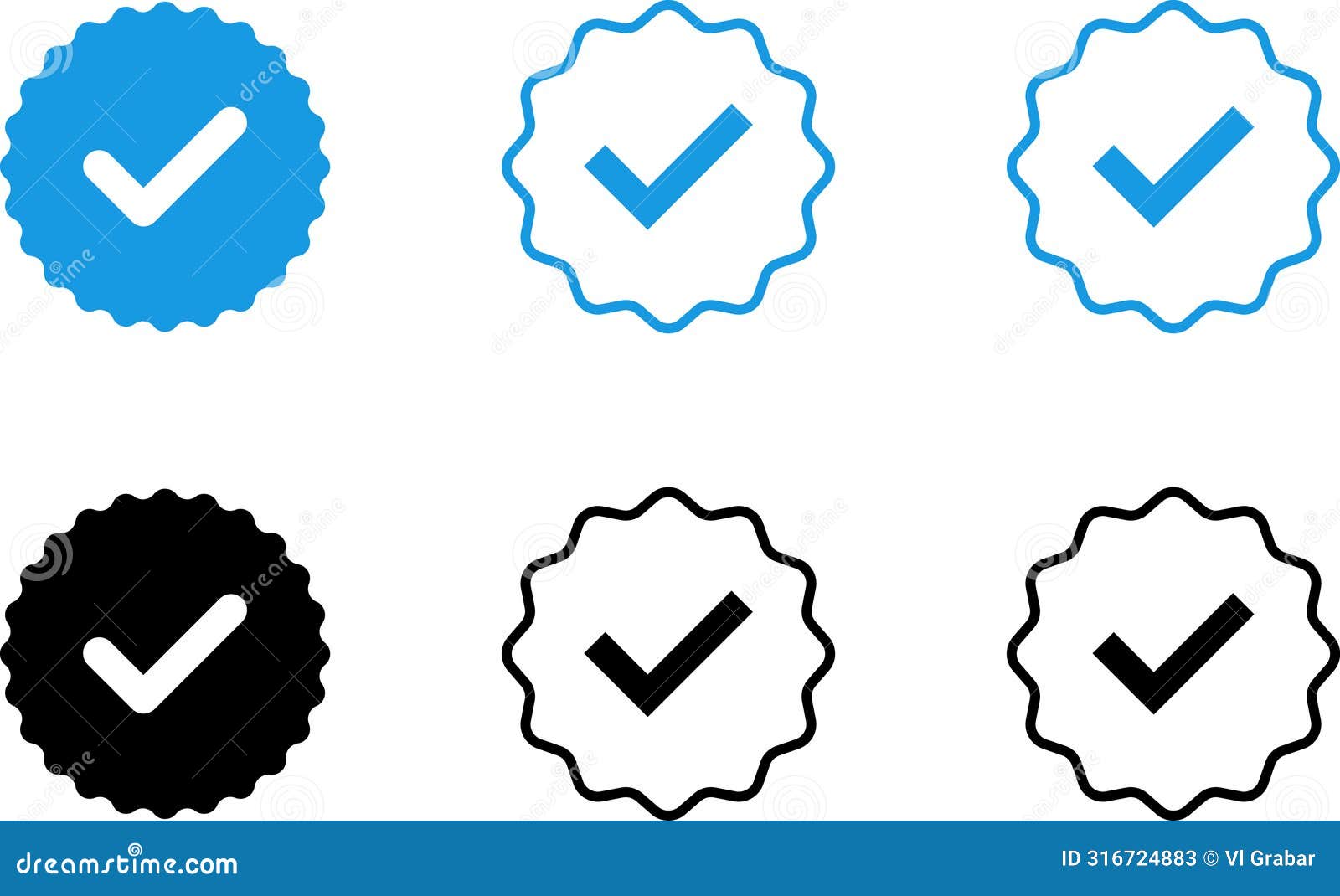 Blue Check Mark Tick Verification Icon Symbol Vector. Stock Vector ...