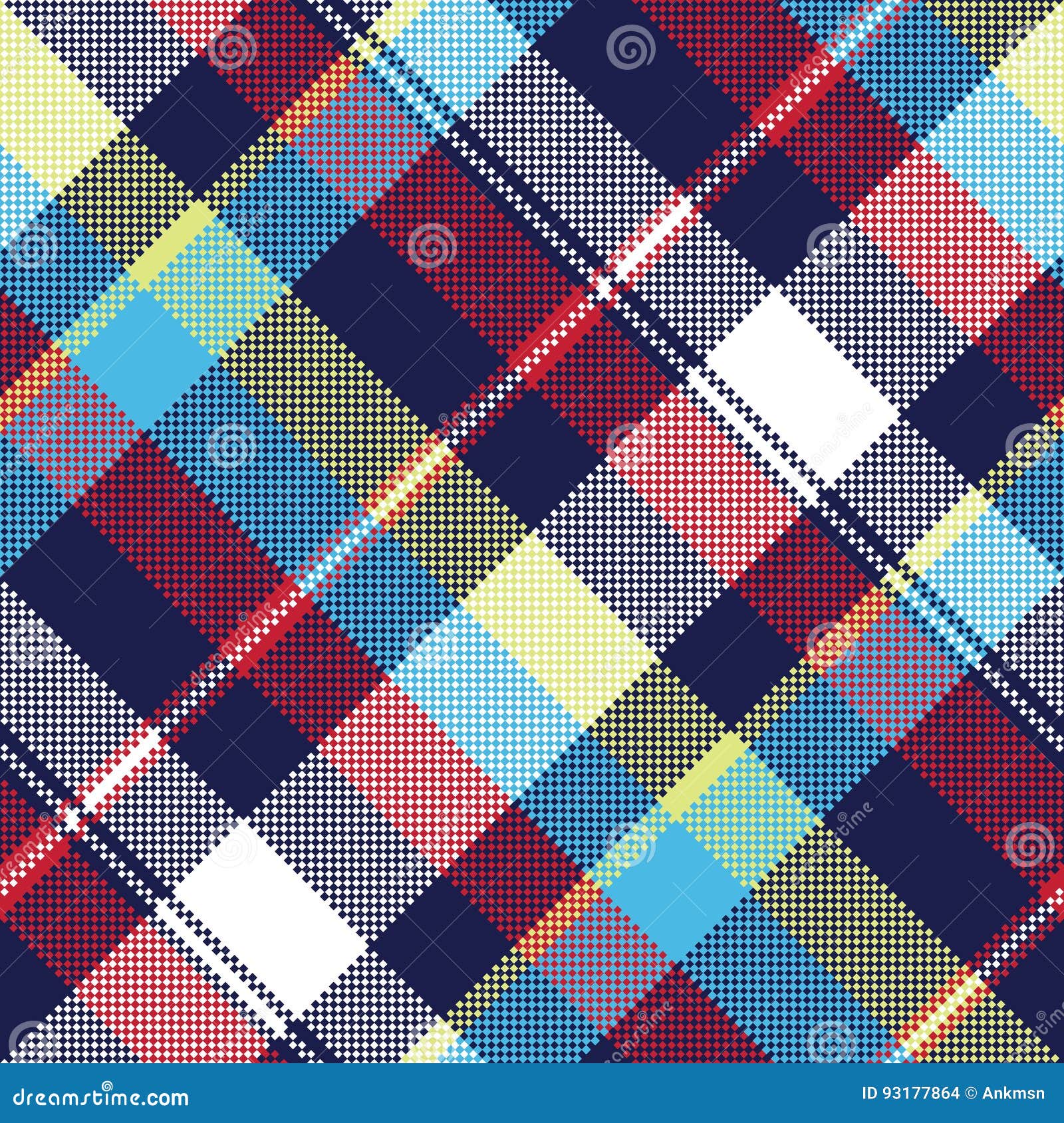 Blue Check Pixel Fabric Texture Seamless Pattern Stock Vector ...