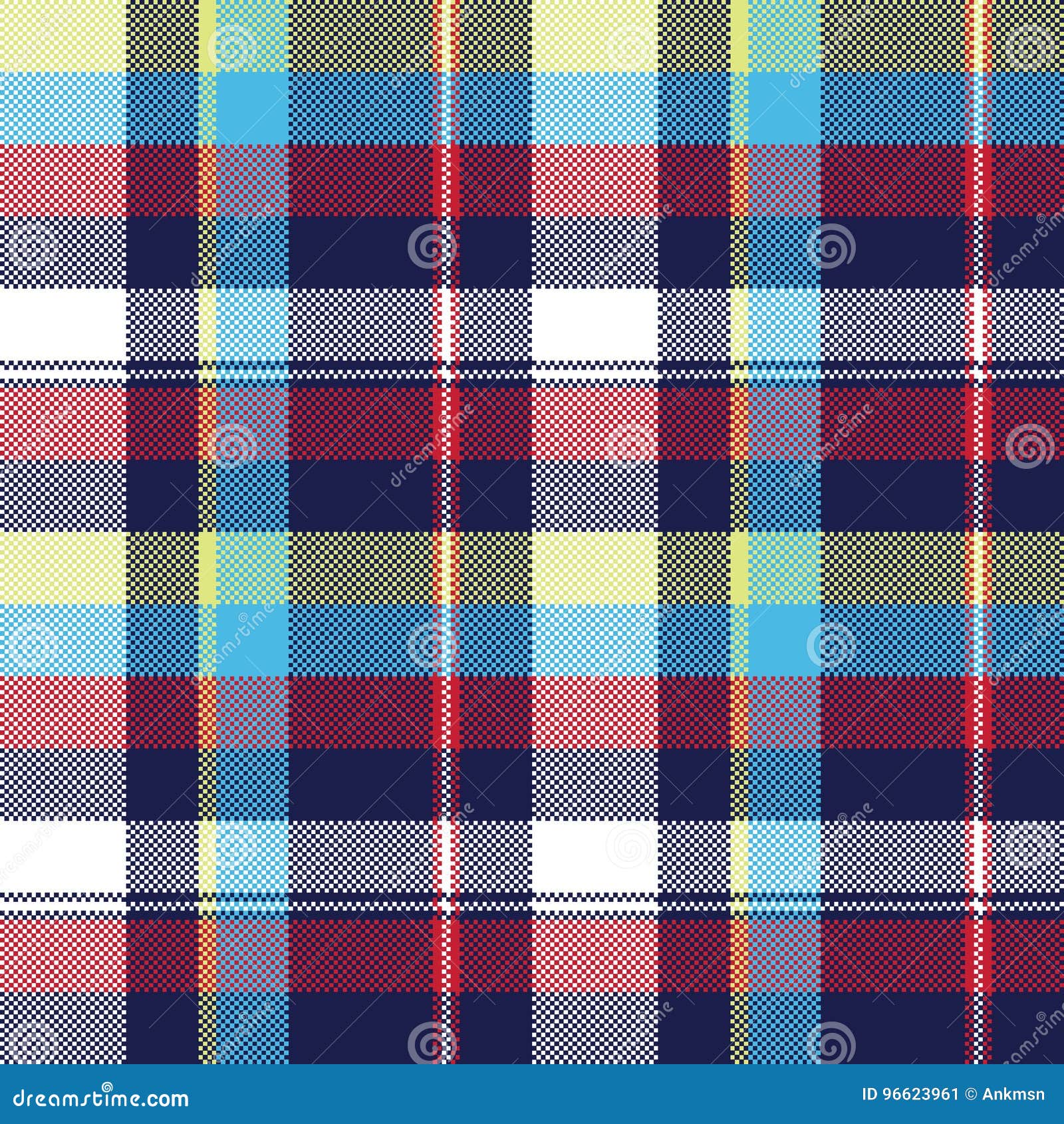 Blue Check Pixel Fabric Texture Seamless Pattern Stock Vector ...