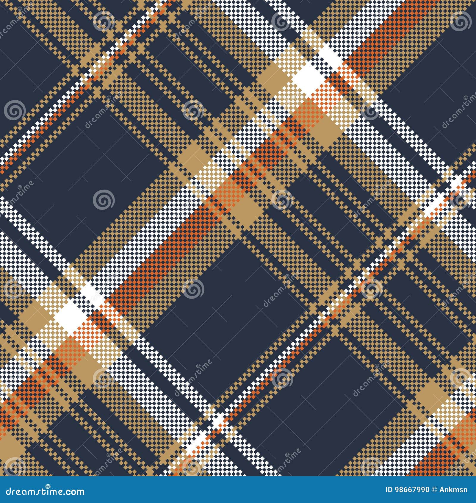 Blue Check Pixel Fabric Texture Seamless Pattern Stock Vector ...