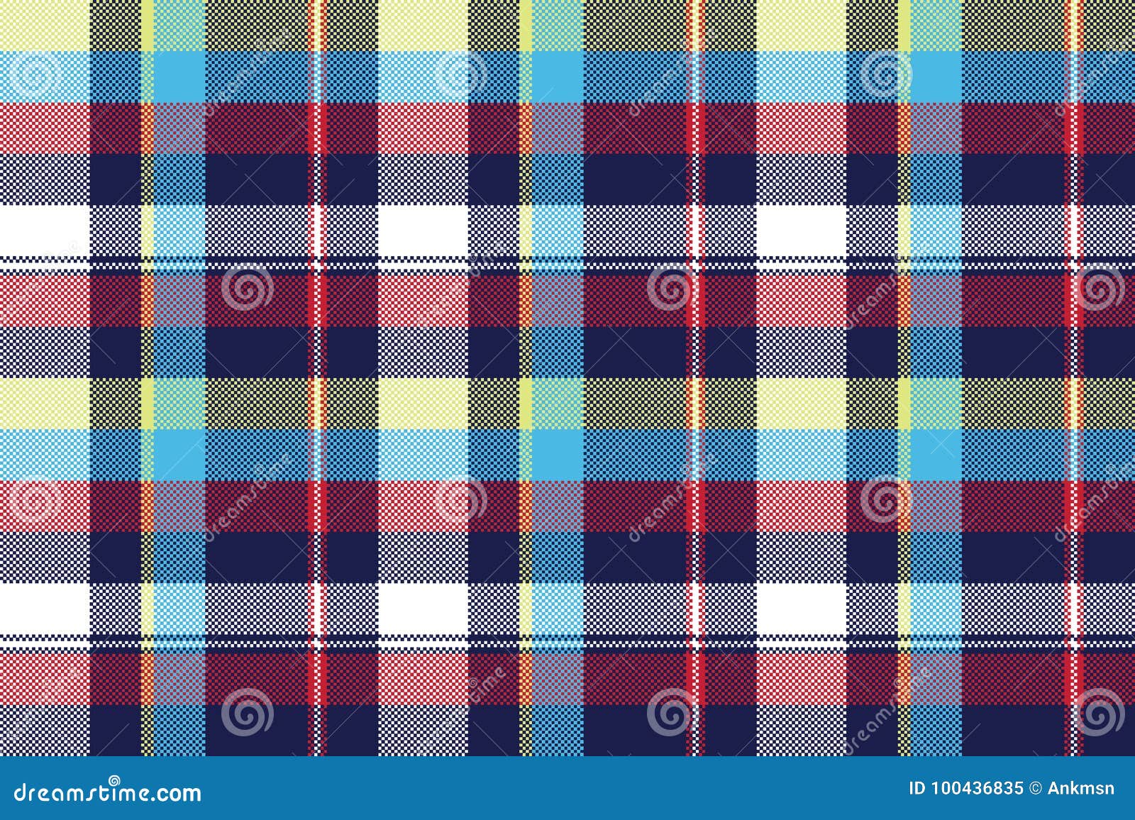 Blue Check Pixel Fabric Texture Seamless Pattern Stock Vector ...