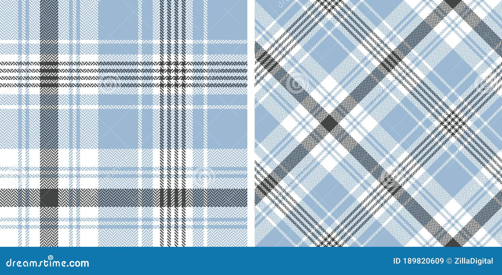Blue Check Plaid Pattern Vector Set. Stock Vector - Illustration of ...