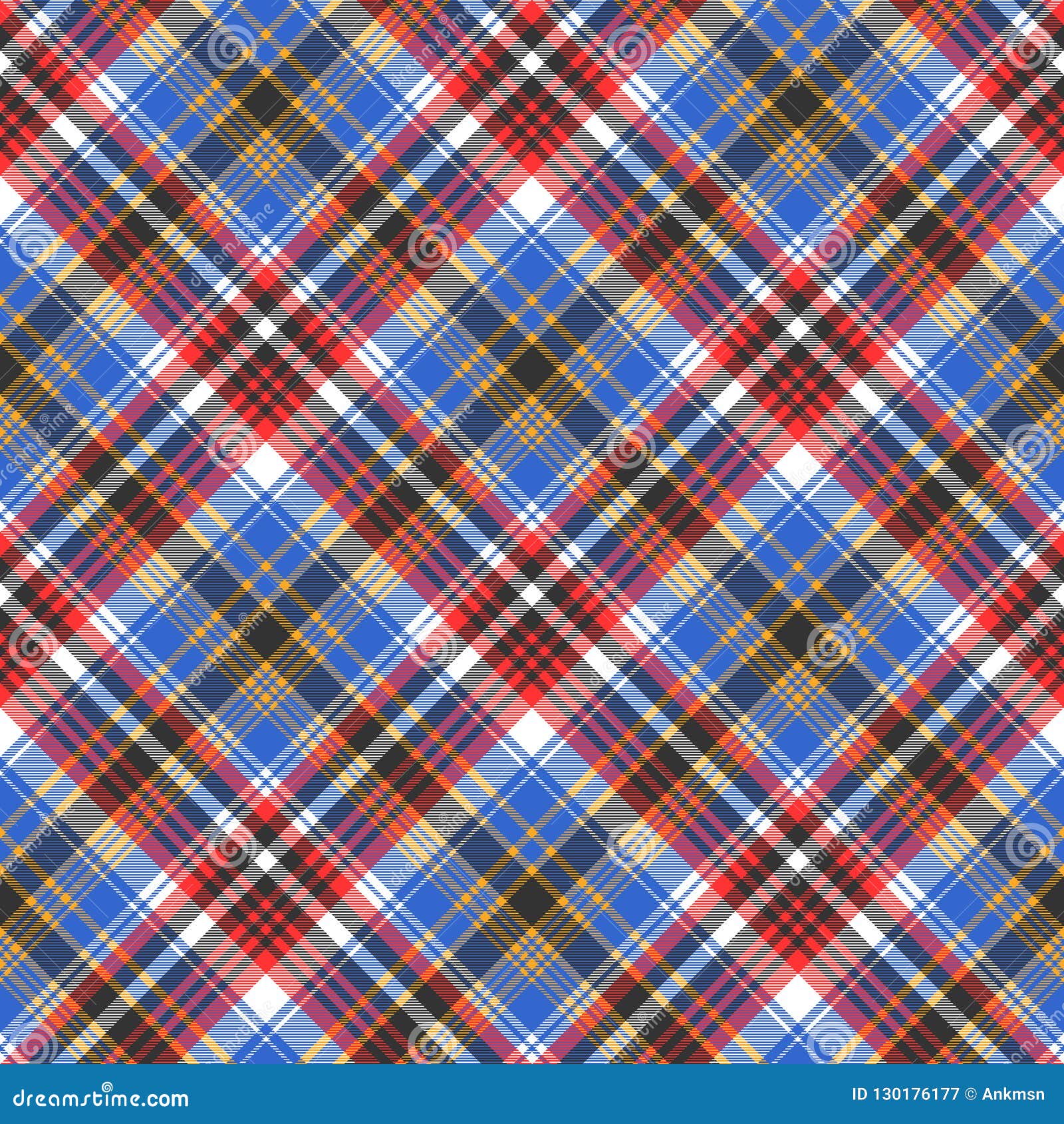 Blue Check Plaid Tartan Seamless Pattern Stock Vector - Illustration of ...