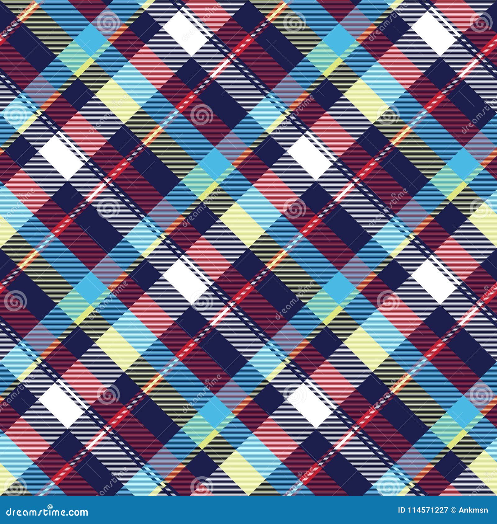Blue Check Seamless Pattern Fabric Textile Stock Vector - Illustration ...