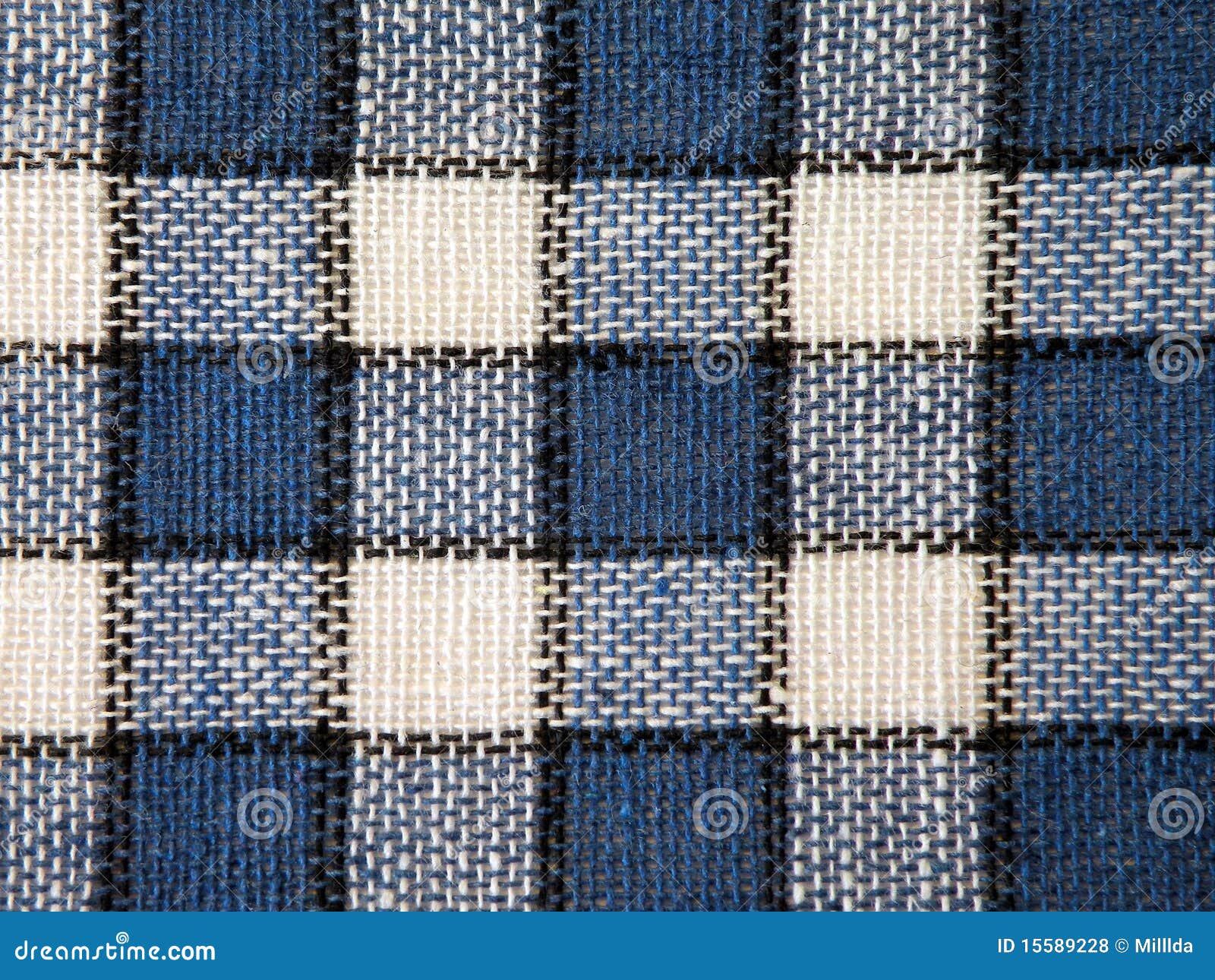 Blue checked fabric stock photo. Image of blue, white - 15589228
