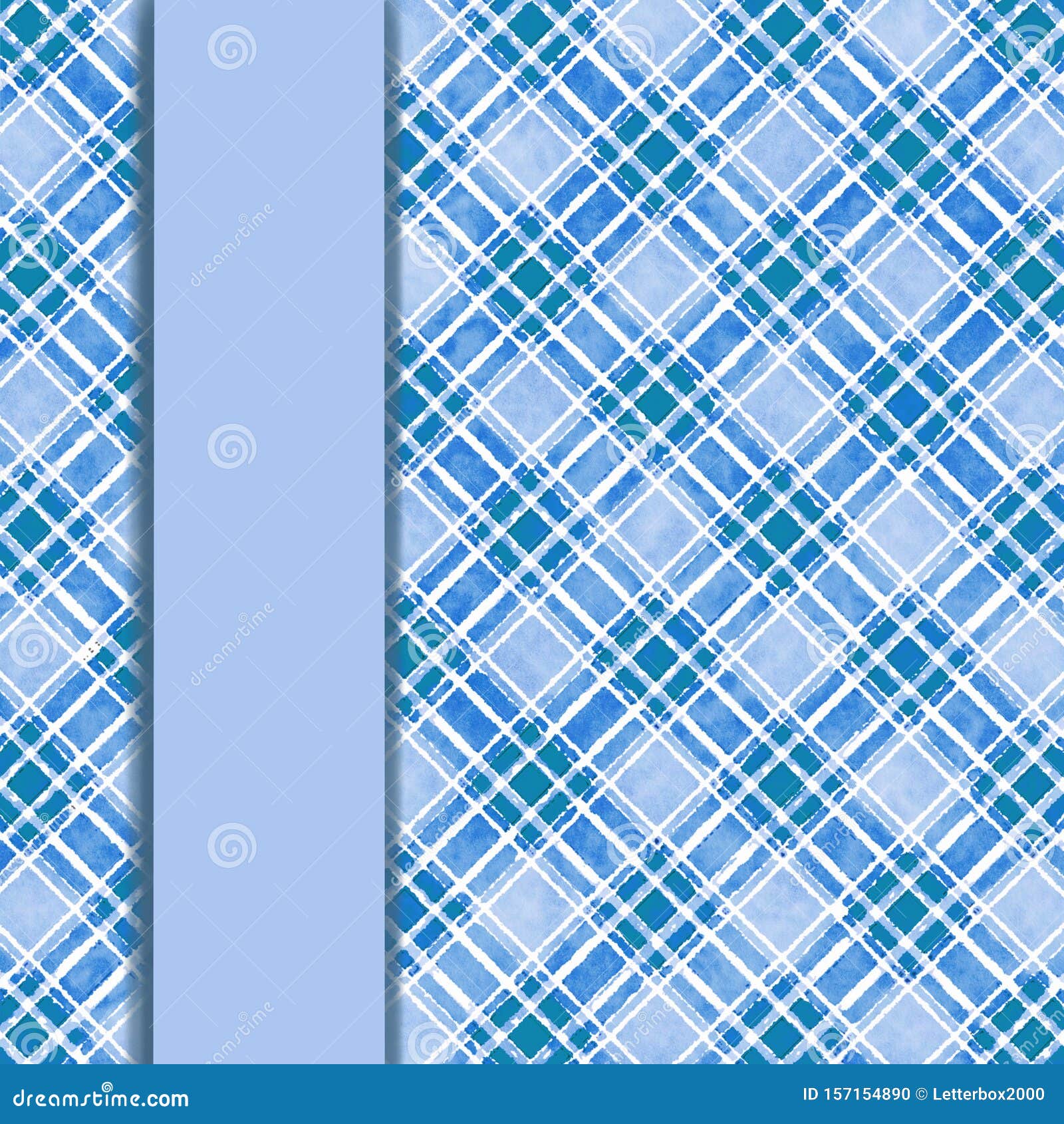 Blue Checkered Background with Wide Stripe for Text. Geometric Pattern ...