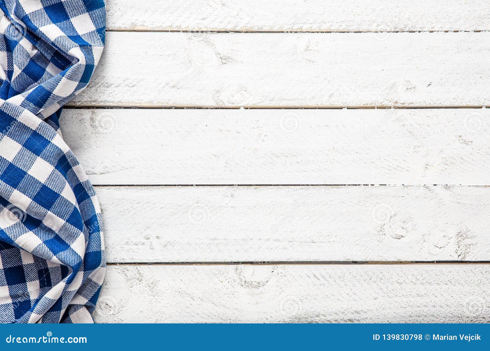 Blue Checkered Kitchen Tablecloth on Wooden Table Stock Photo - Image ...