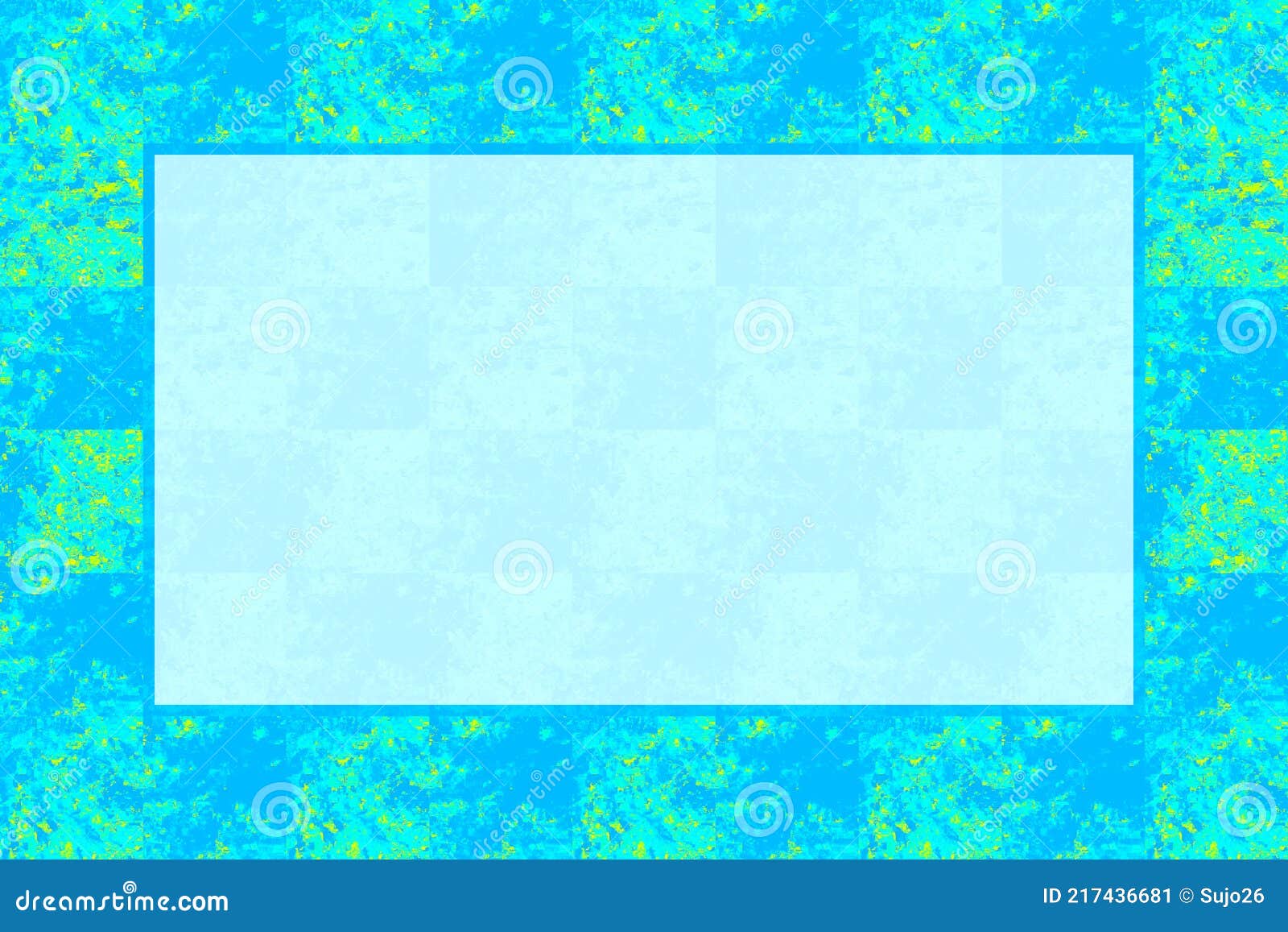 Turquoise Checkered Background With Wide Stripe For Text. Geometric ...