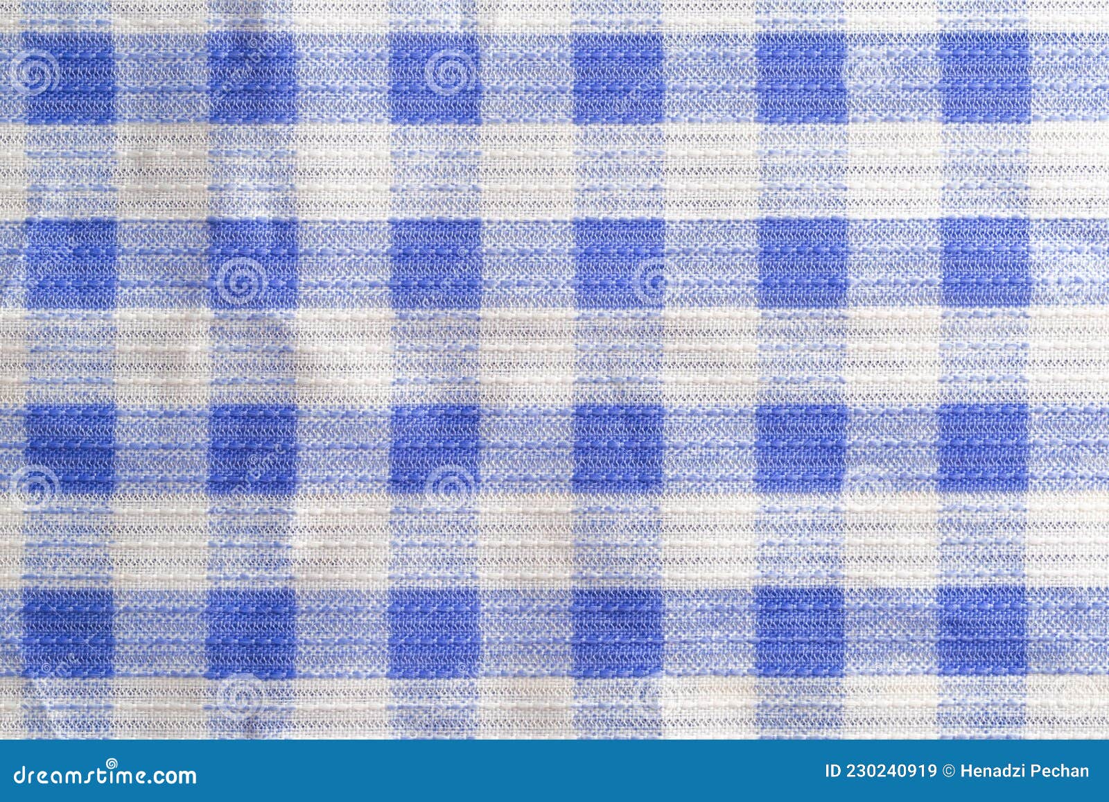 Blue Checkered Material Background, Macro. Textile Stock Image - Image ...