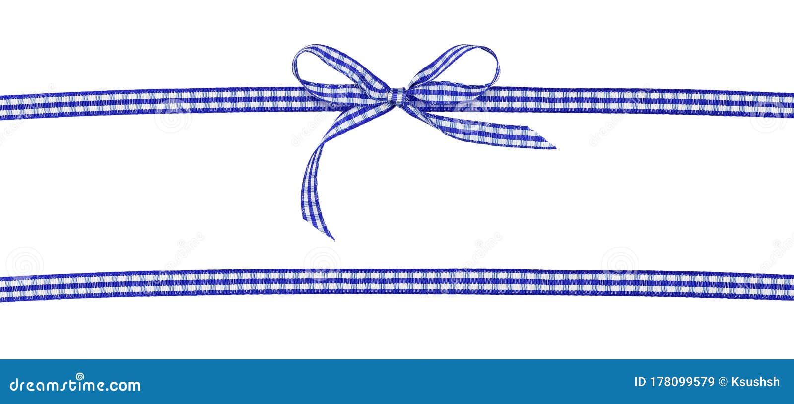 Blue Checkered Ribbon and Bow Stock Image - Image of wrapping, string ...