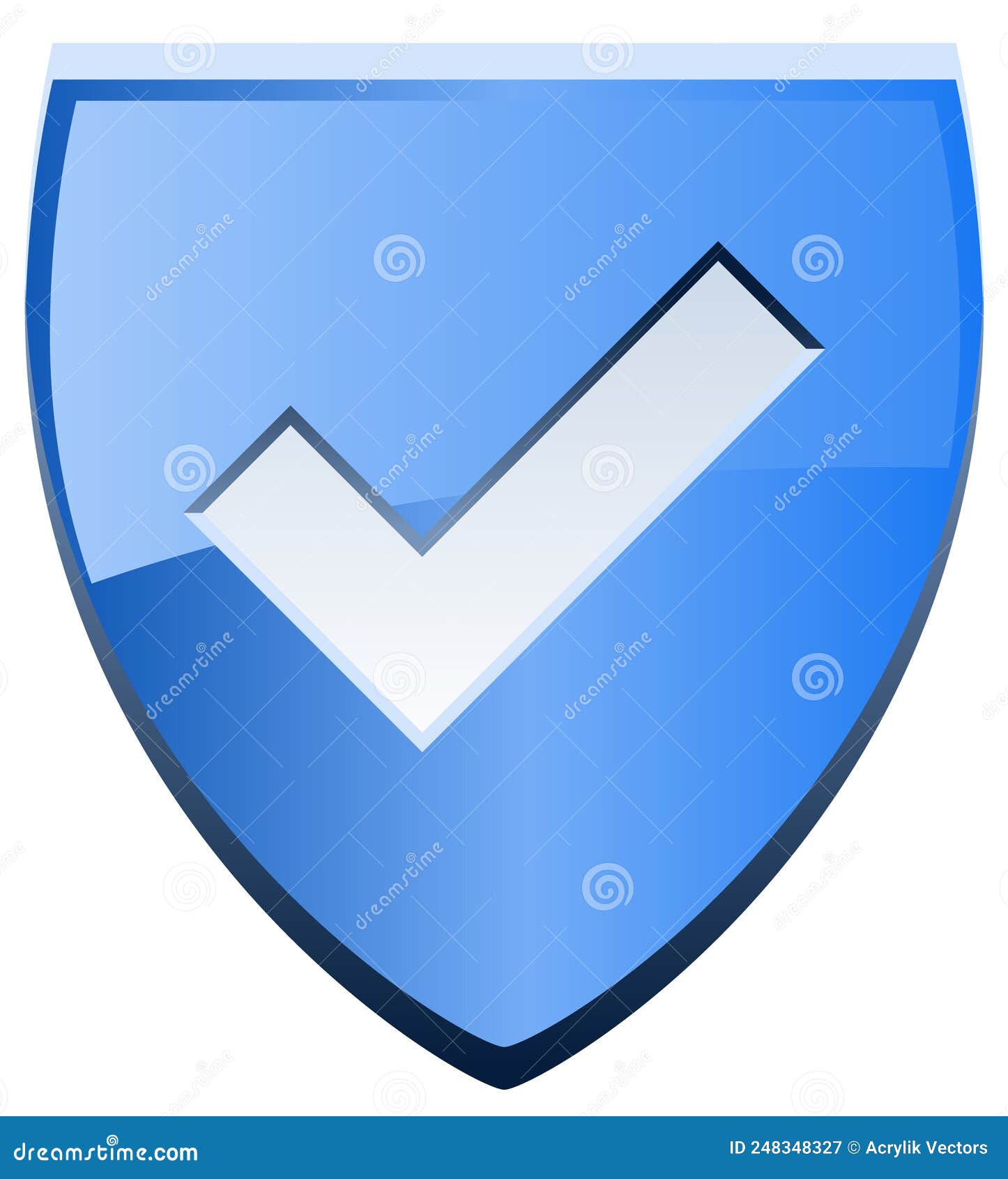 Blue Checkmark on Rounded Shield Crest Vector Illustration Icon Stock ...