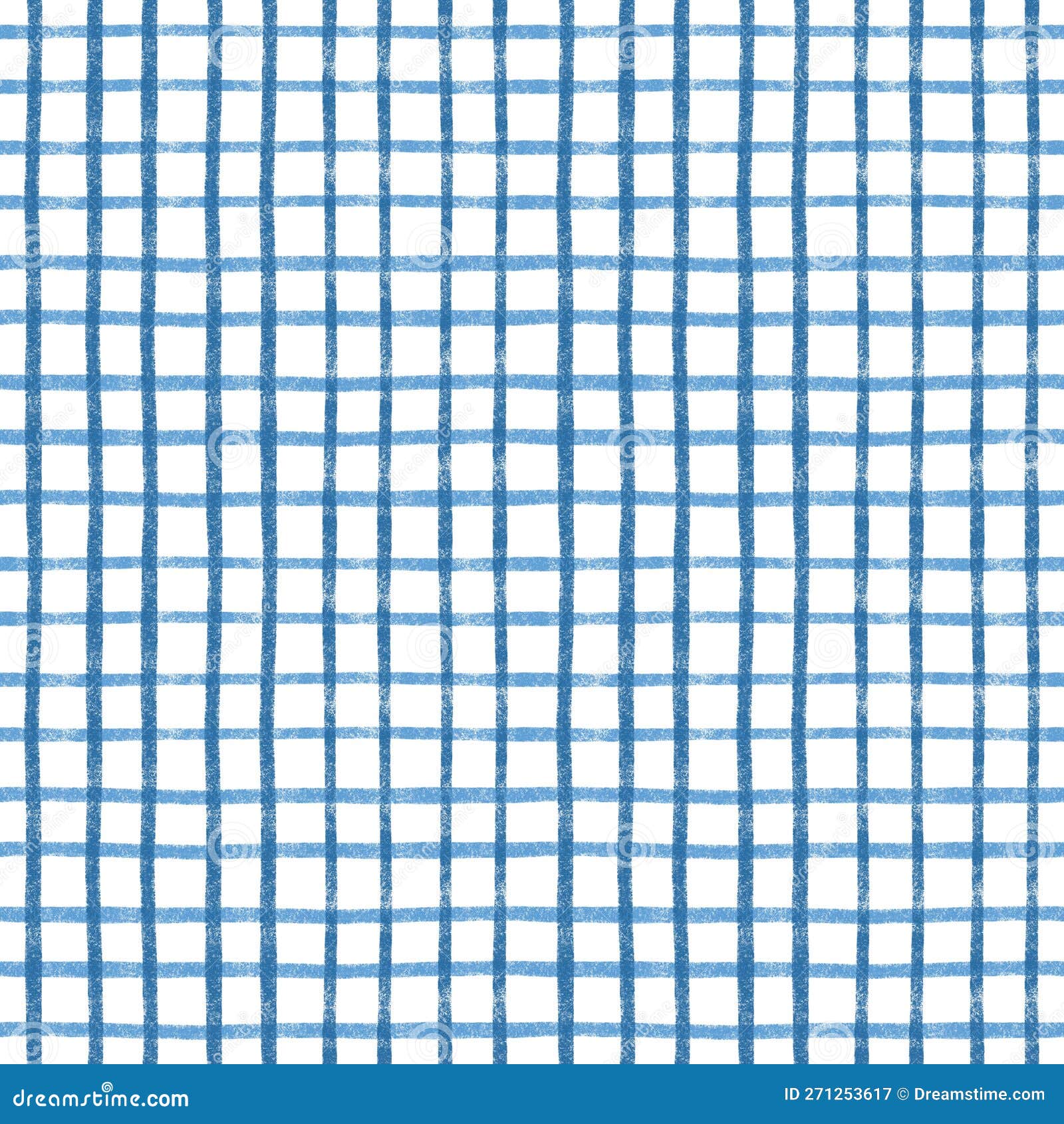 Blue Checks, Hand Drawn Seamless Pattern Stock Illustration ...