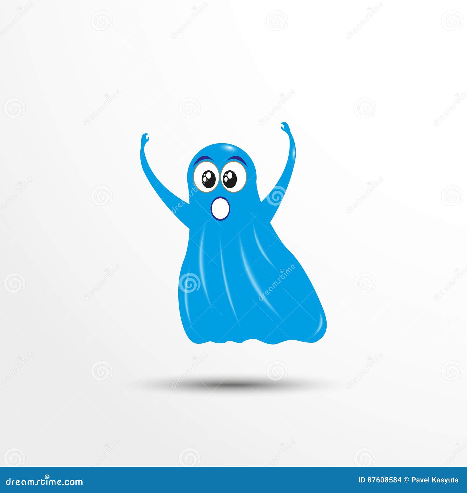 Blue Cheerful Ghost. Vector Illustration of an Animated Style. Stock ...