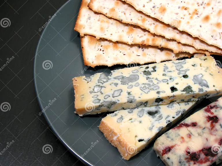 Blue cheese and crackers stock photo. Image of piece, cracker - 480494