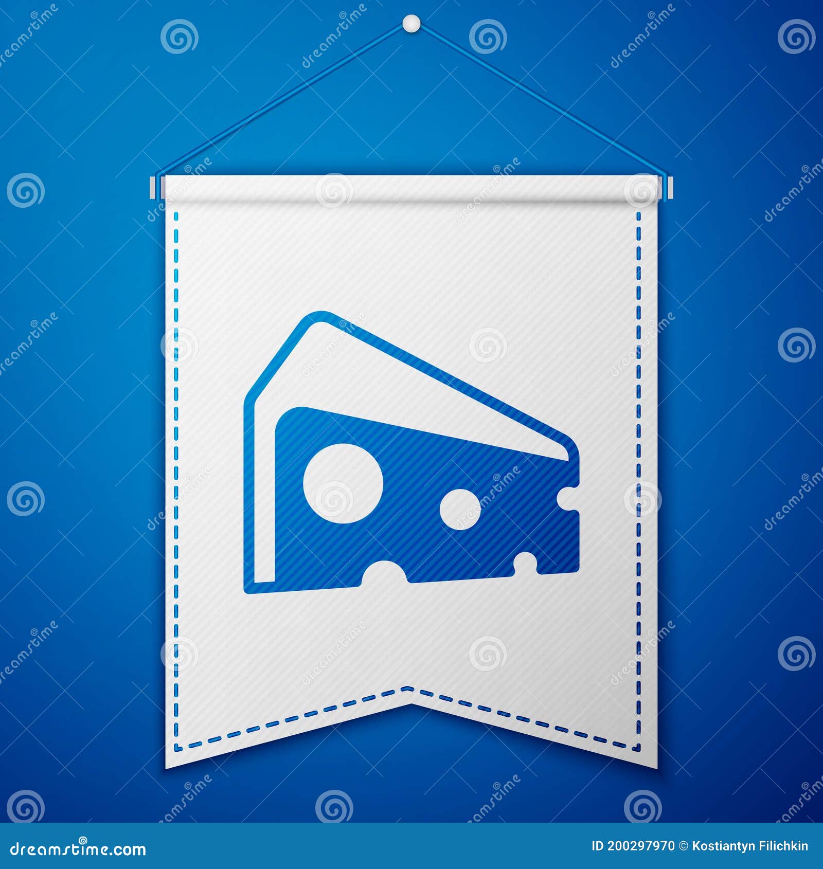 Blue Cheese Icon Isolated on Blue Background. White Pennant Template ...