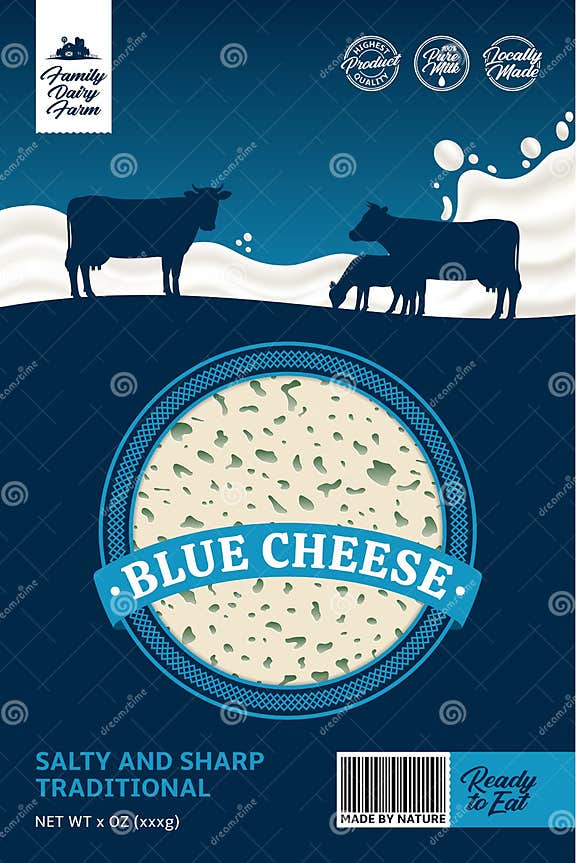Blue Cheese Packaging Design Stock Vector - Illustration of banner ...