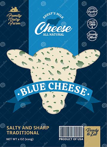 Blue Cheese Packaging Design Stock Vector - Illustration of logo ...