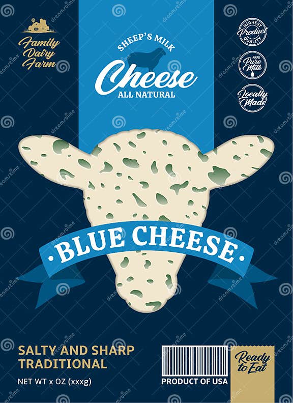 Blue Cheese Packaging Design Stock Vector - Illustration of logo ...