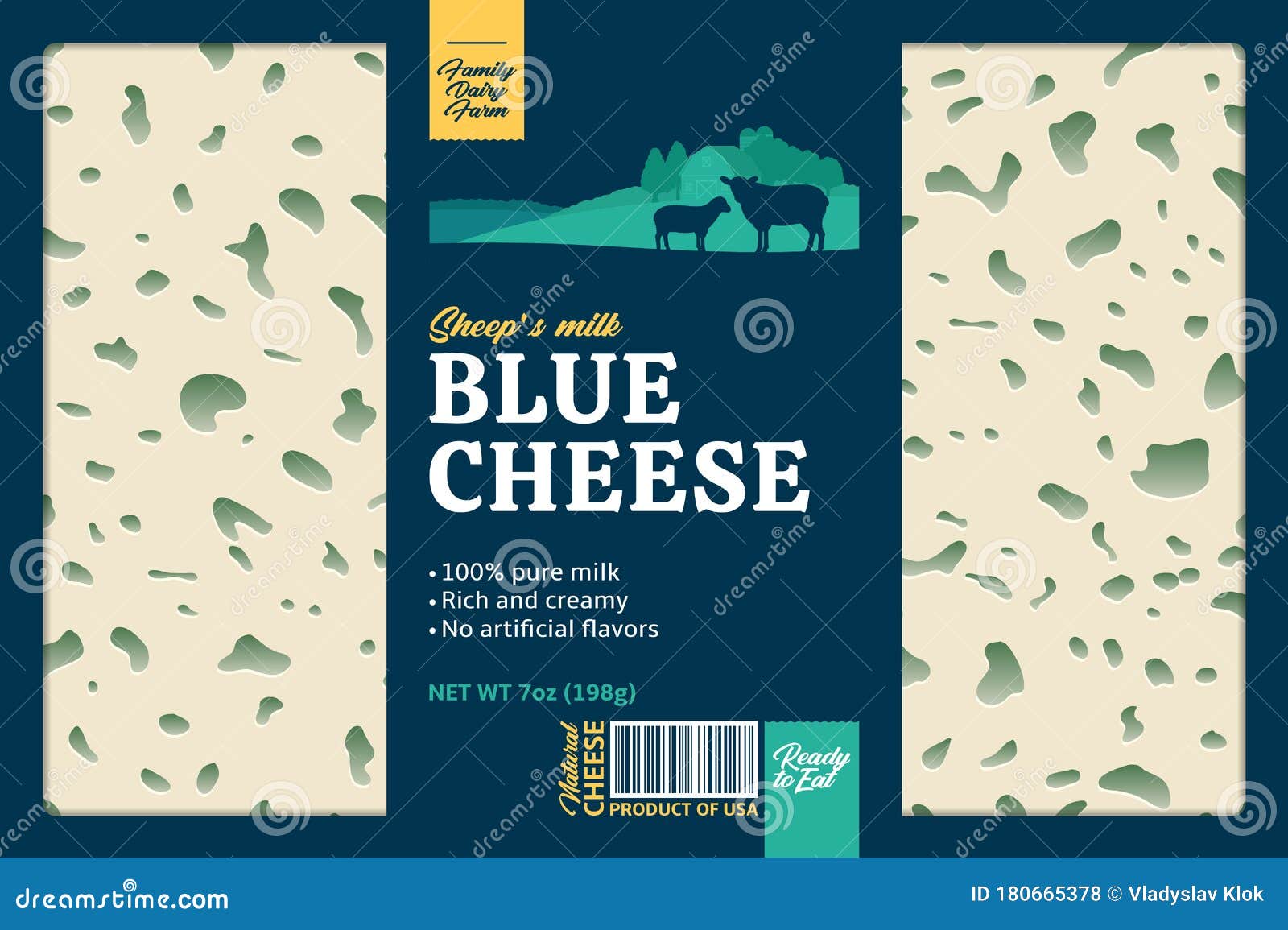 Blue Cheese Packaging Design Stock Vector - Illustration of dairy, blue ...