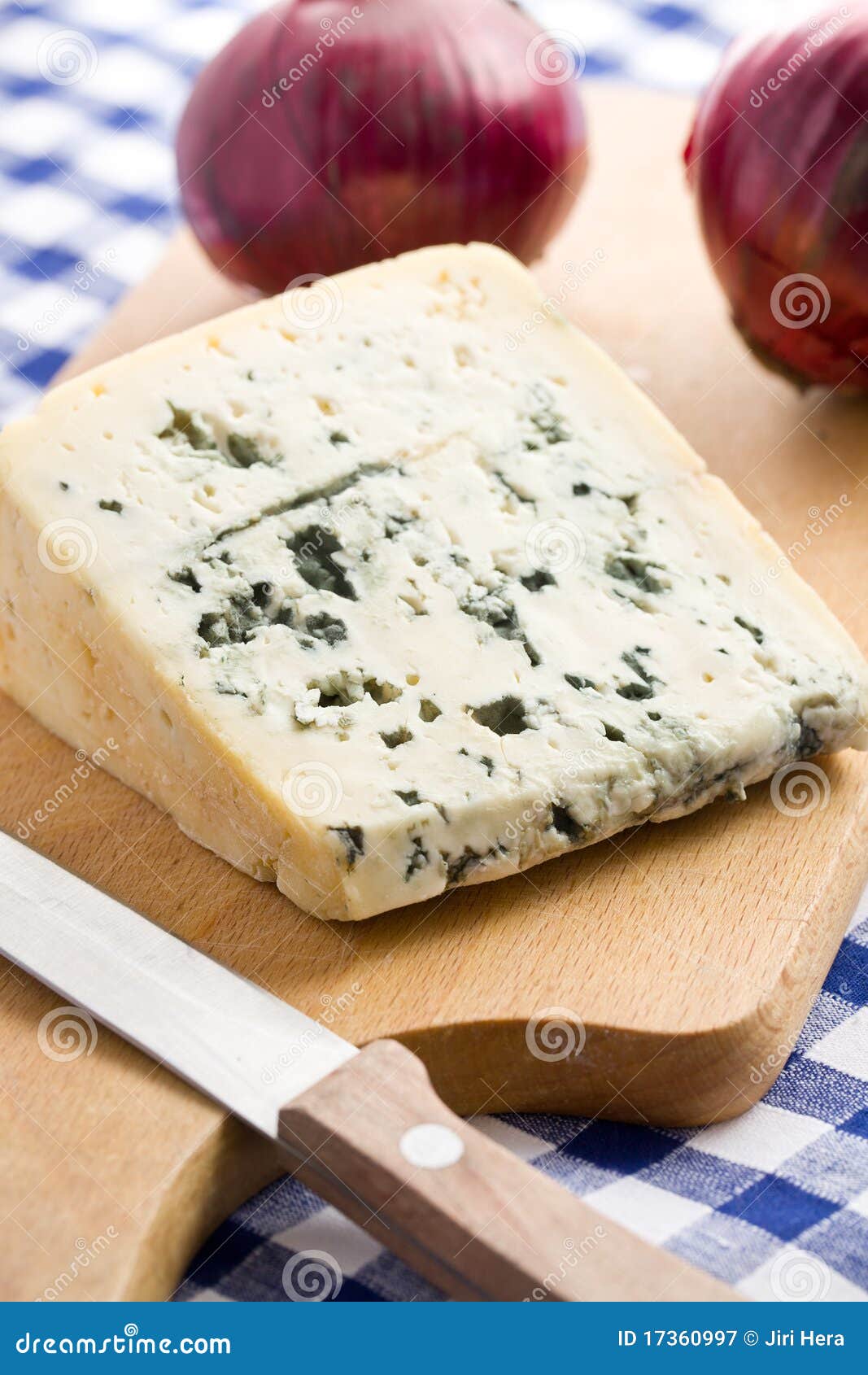 Blue cheese with red onion stock image. Image of kitchen - 17360997