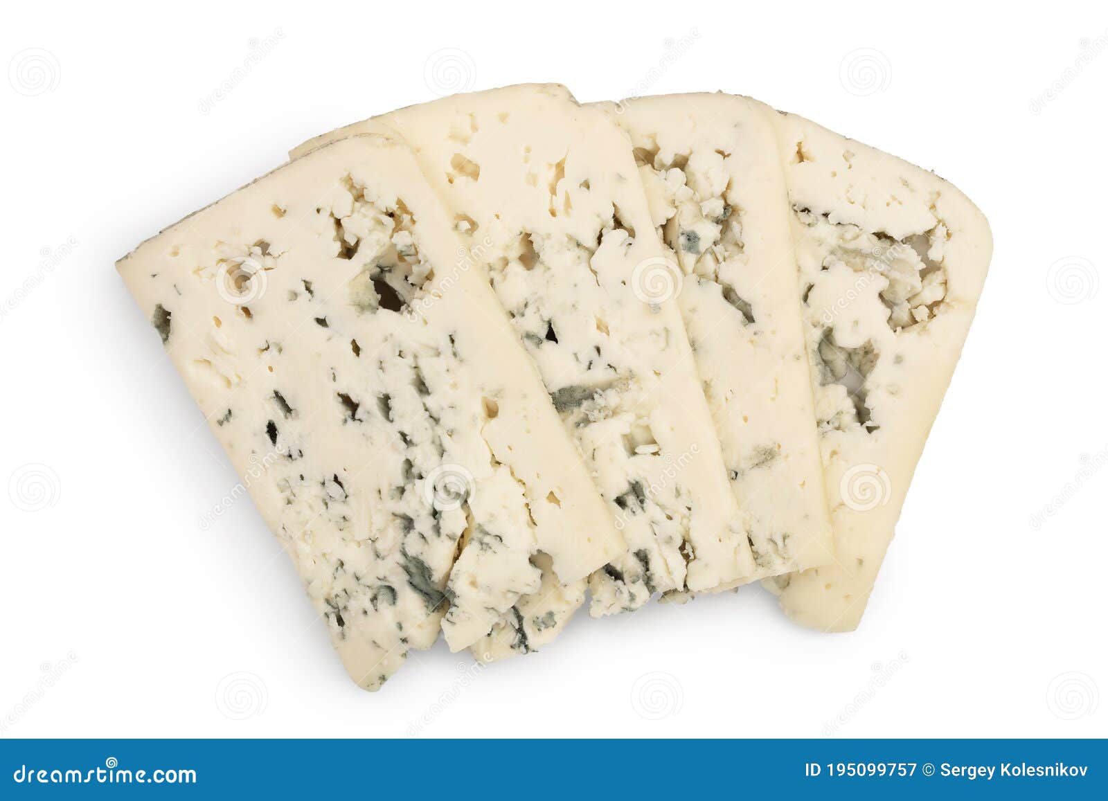 Blue Cheese Slices Isolated on White Background with Clipping Path and ...