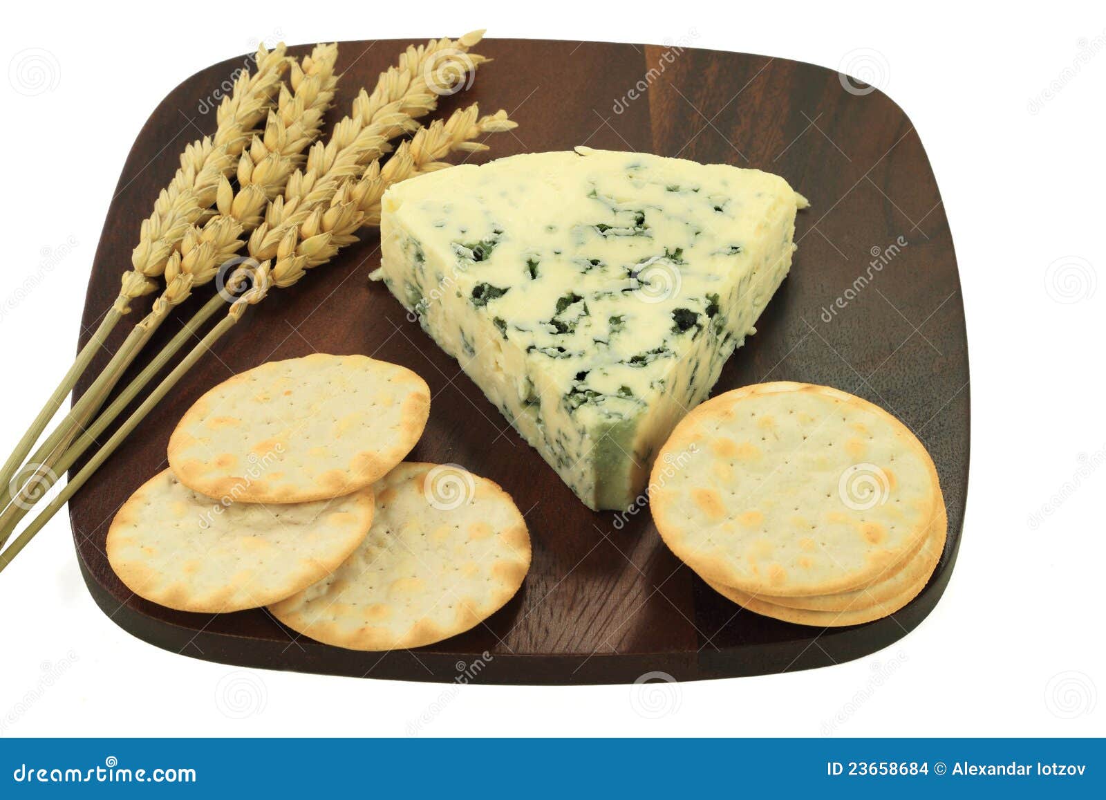 Blue Cheese and Water Crackers. Stock Photo - Image of food, spike ...