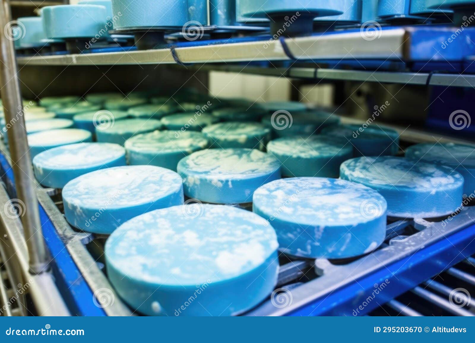 Blue Cheese Wheels Aging at Precise Temperature Stock Photo - Image of ...