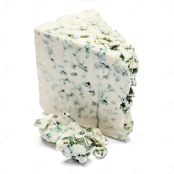 Blue Cheese on a White Background Stock Photo - Image of portion, mold ...