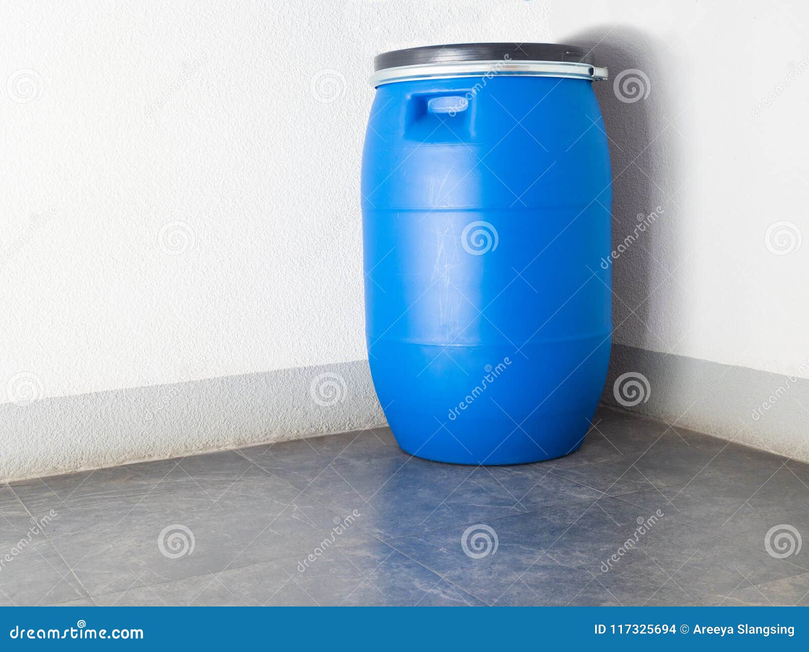 Blue Chemical Container Placed on the Conner Stock Photo - Image of ...