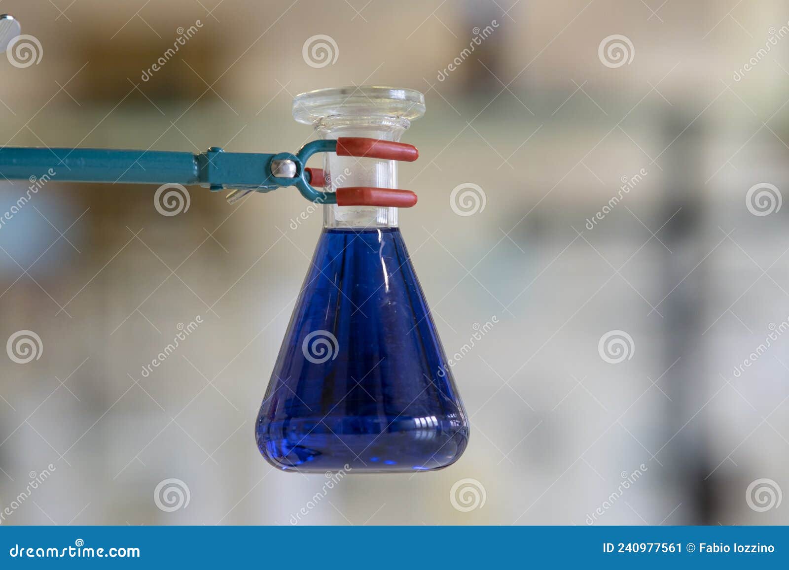 Blue Chemical Solution Inside Flask Stock Image - Image of container ...