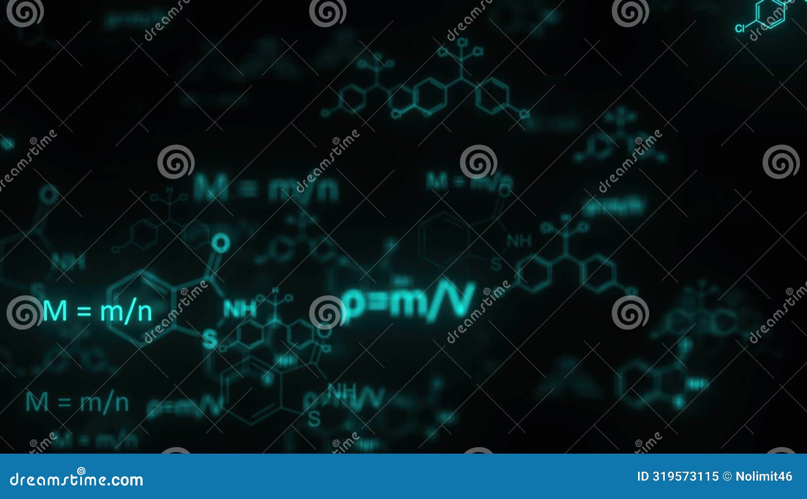 Blue chemistry formulas stock illustration. Illustration of background ...