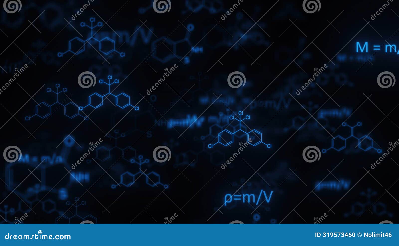 Blue chemistry formulas stock illustration. Illustration of structural ...