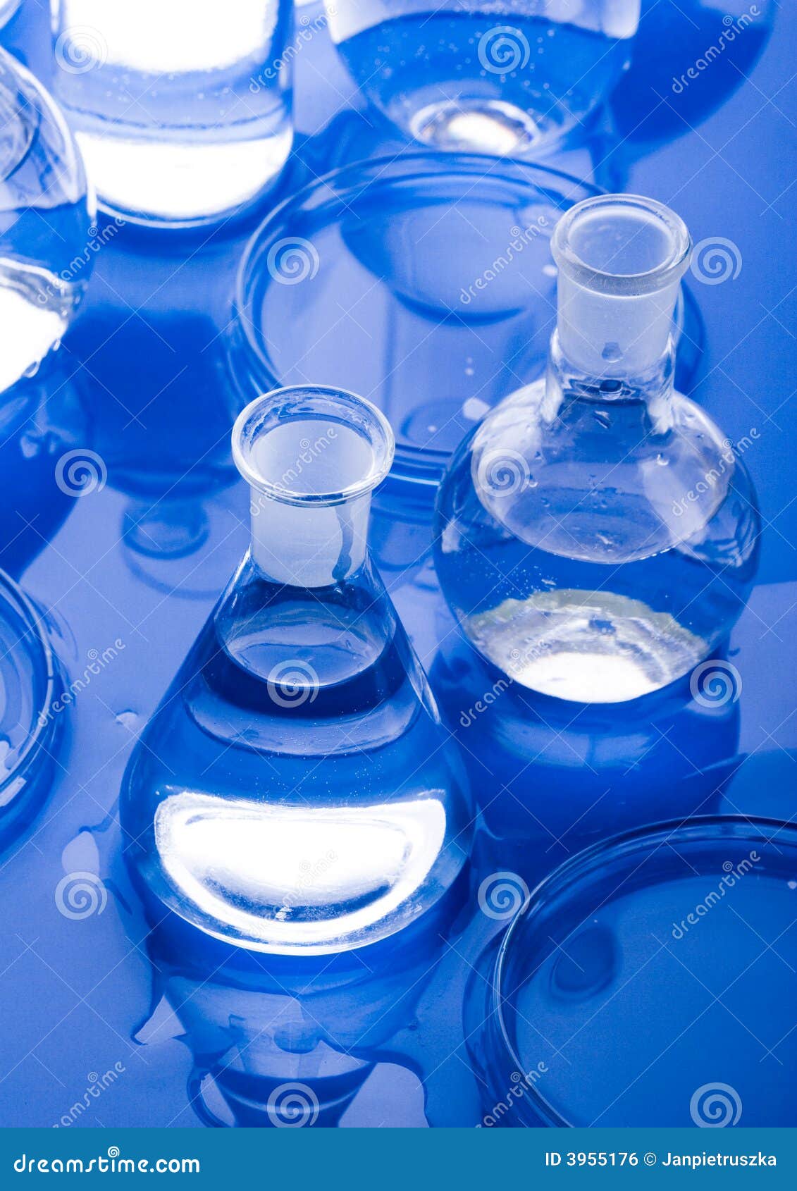 Blue chemistry vials stock photo. Image of experiment - 3955176