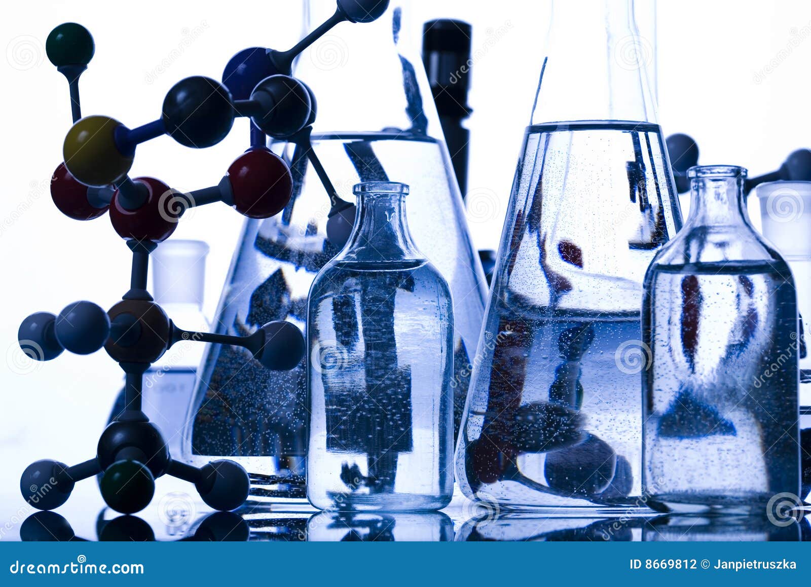 Blue chemistry vials stock photo. Image of development - 8669812