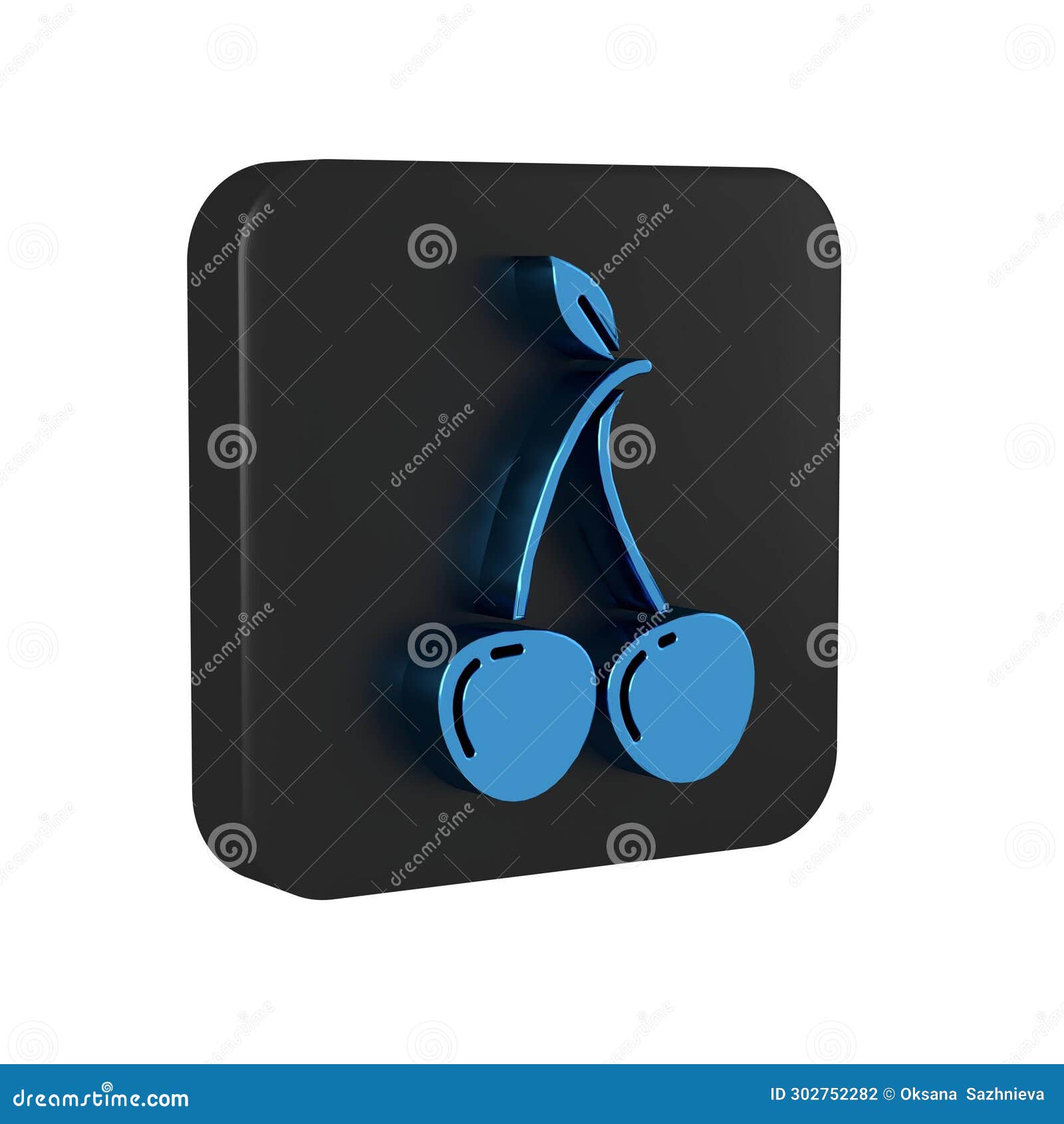 Blue Cherry Icon Isolated On Transparent Background. Fruit With Leaf ...