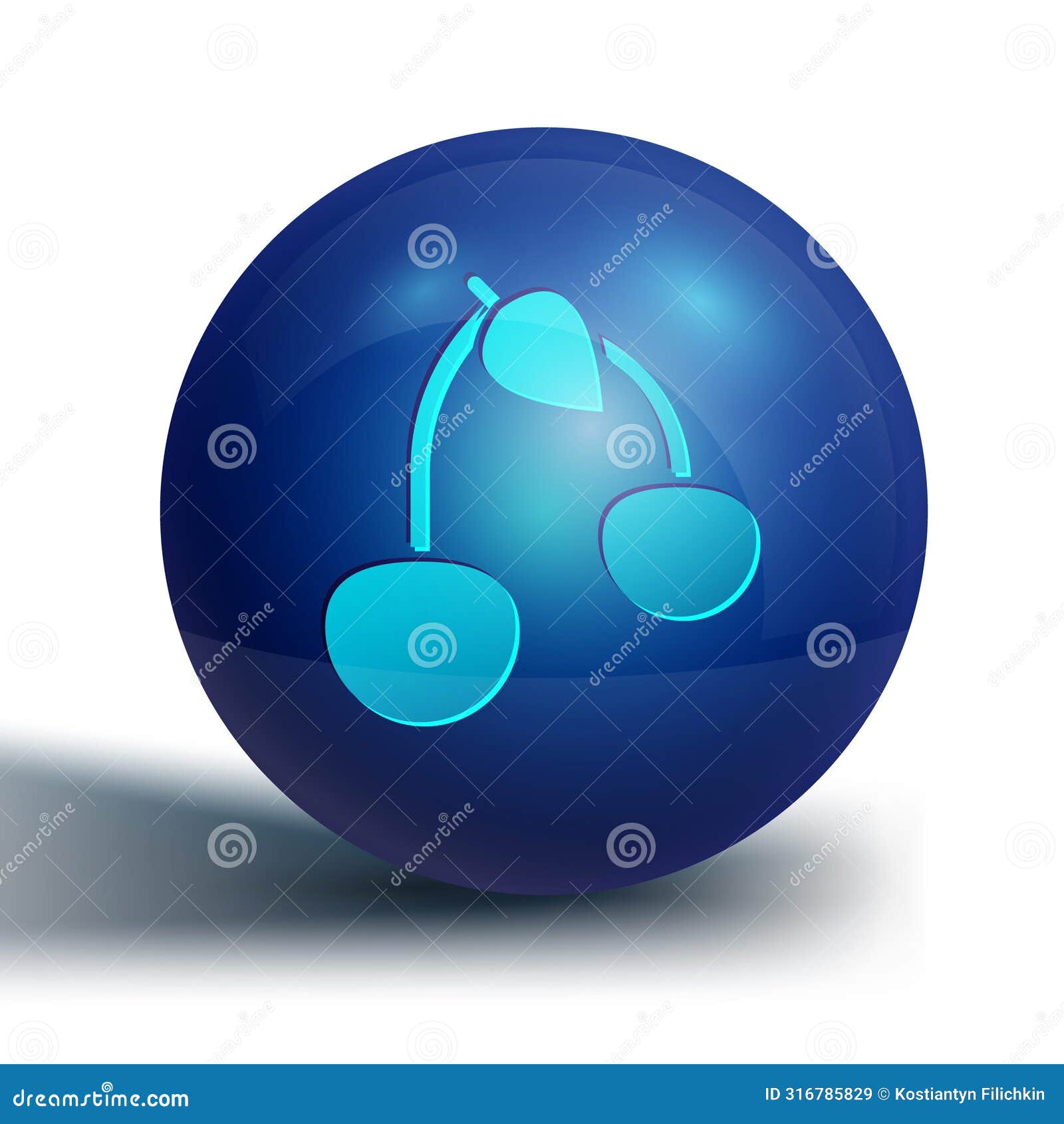 Blue Cherry Icon Isolated On Transparent Background. Fruit With Leaf ...