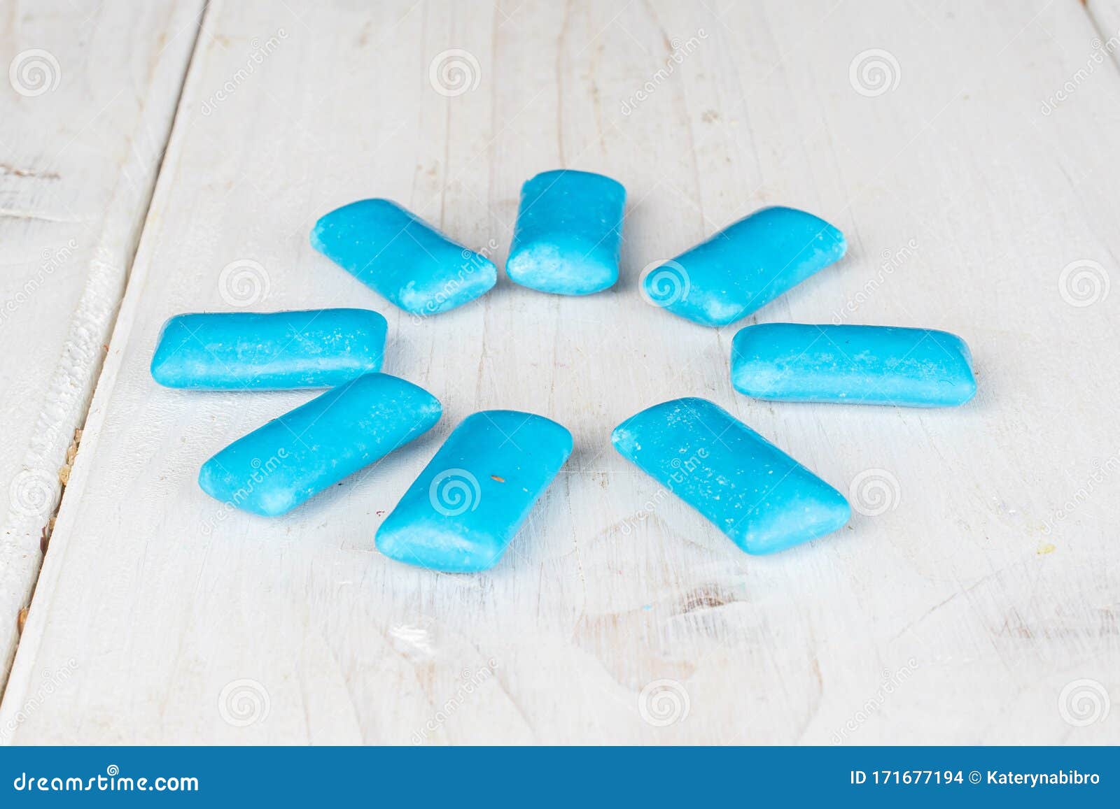 Blue Chewing Gum on Grey Wood Stock Photo - Image of fresh, glazed ...