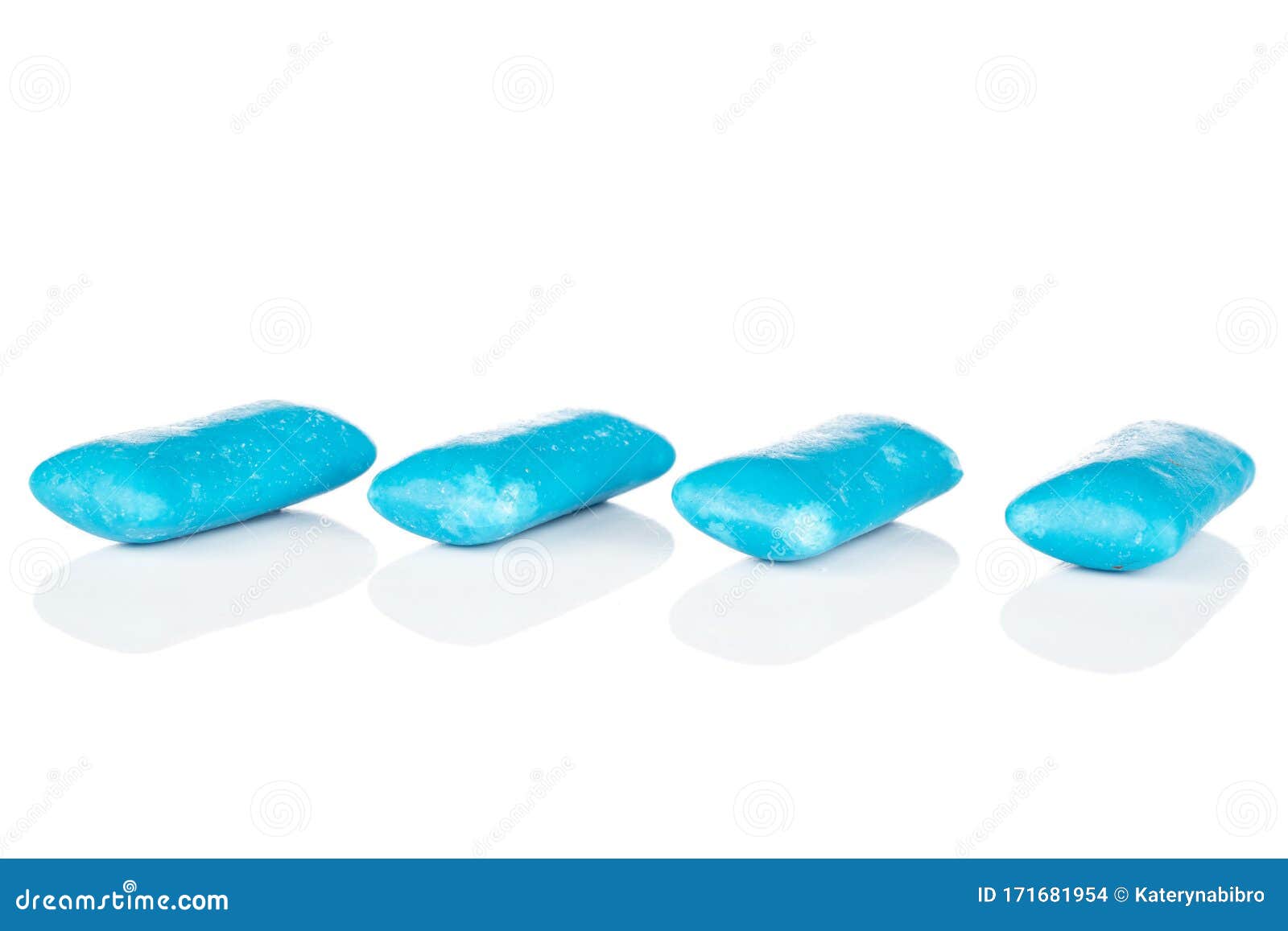 Blue Chewing Gum Isolated on White Stock Photo - Image of matte ...