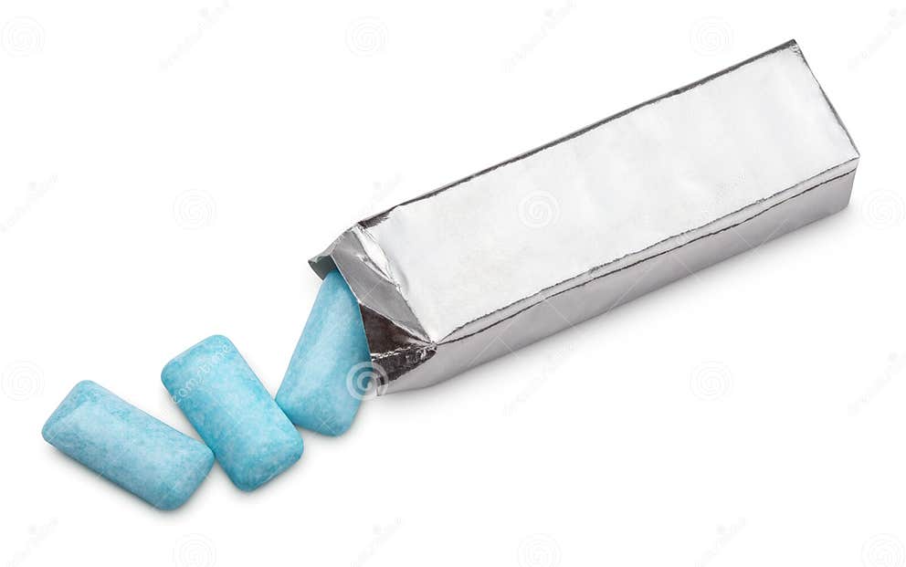 Blue Chewing Gum Package Isolated on White Stock Image - Image of ...