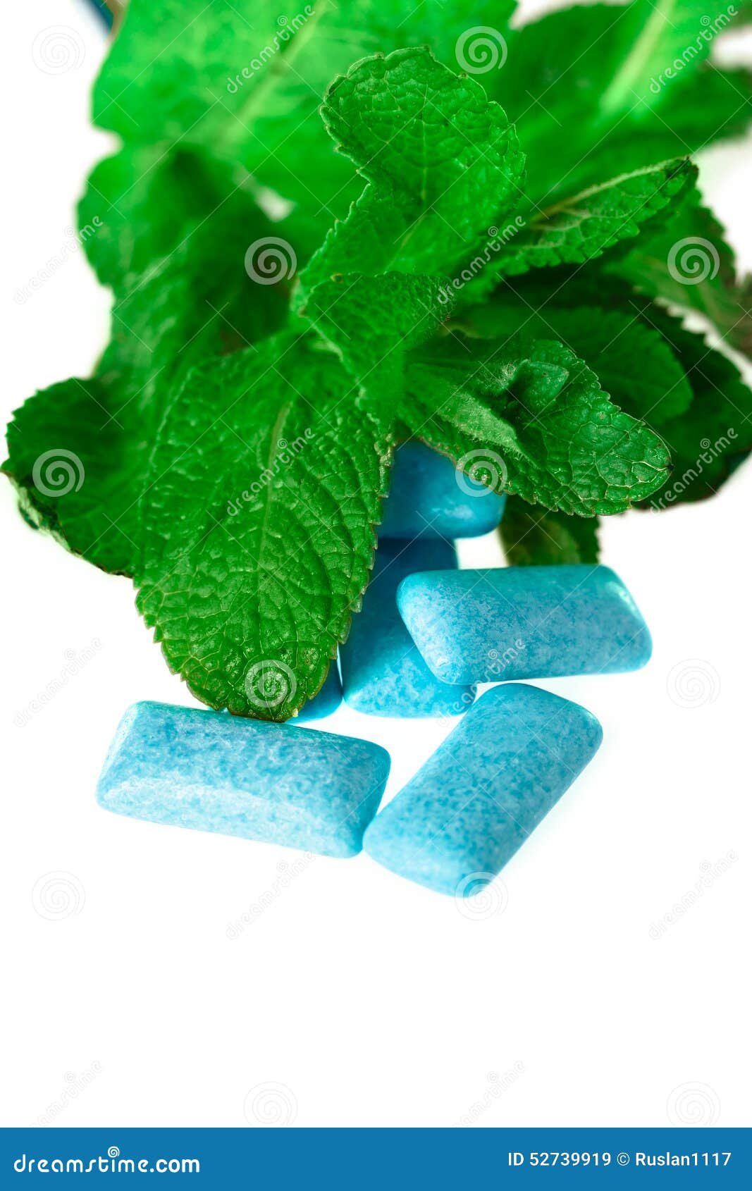 Blue Chewing Gum on White - Food and Drink Stock Image - Image of ...