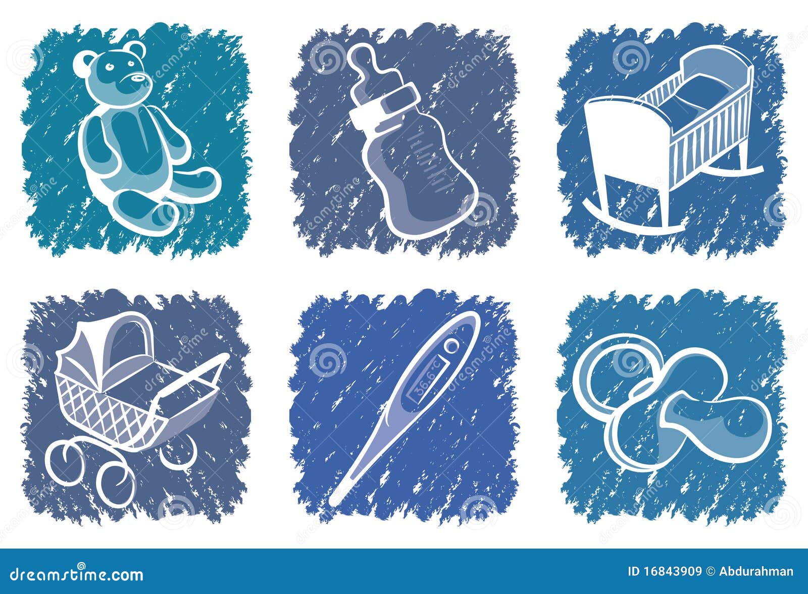 Blue children s icons stock vector. Illustration of newborn - 16843909