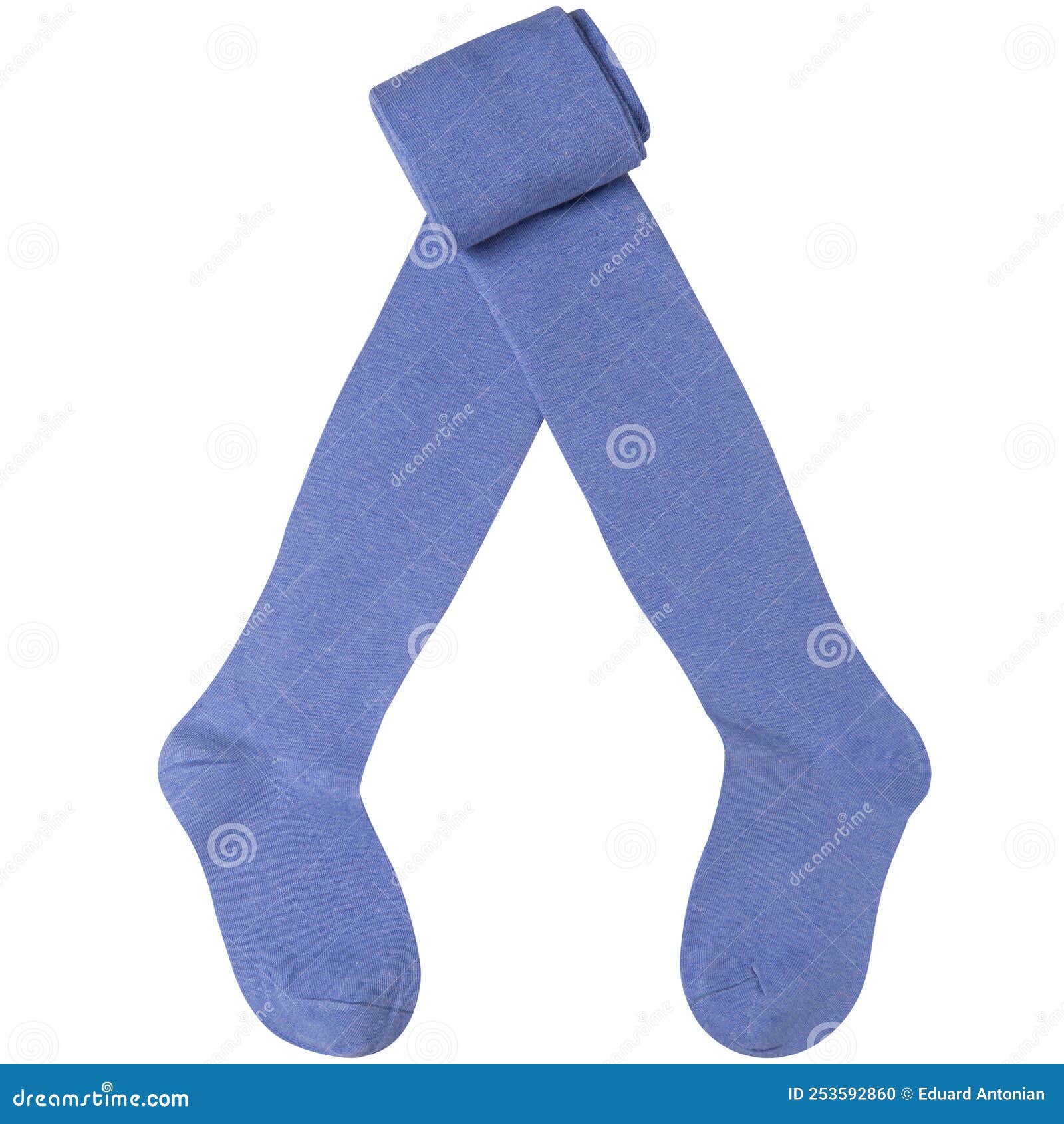 Blue Children`s Tights, Partially Folded, on a White Background, Flat ...
