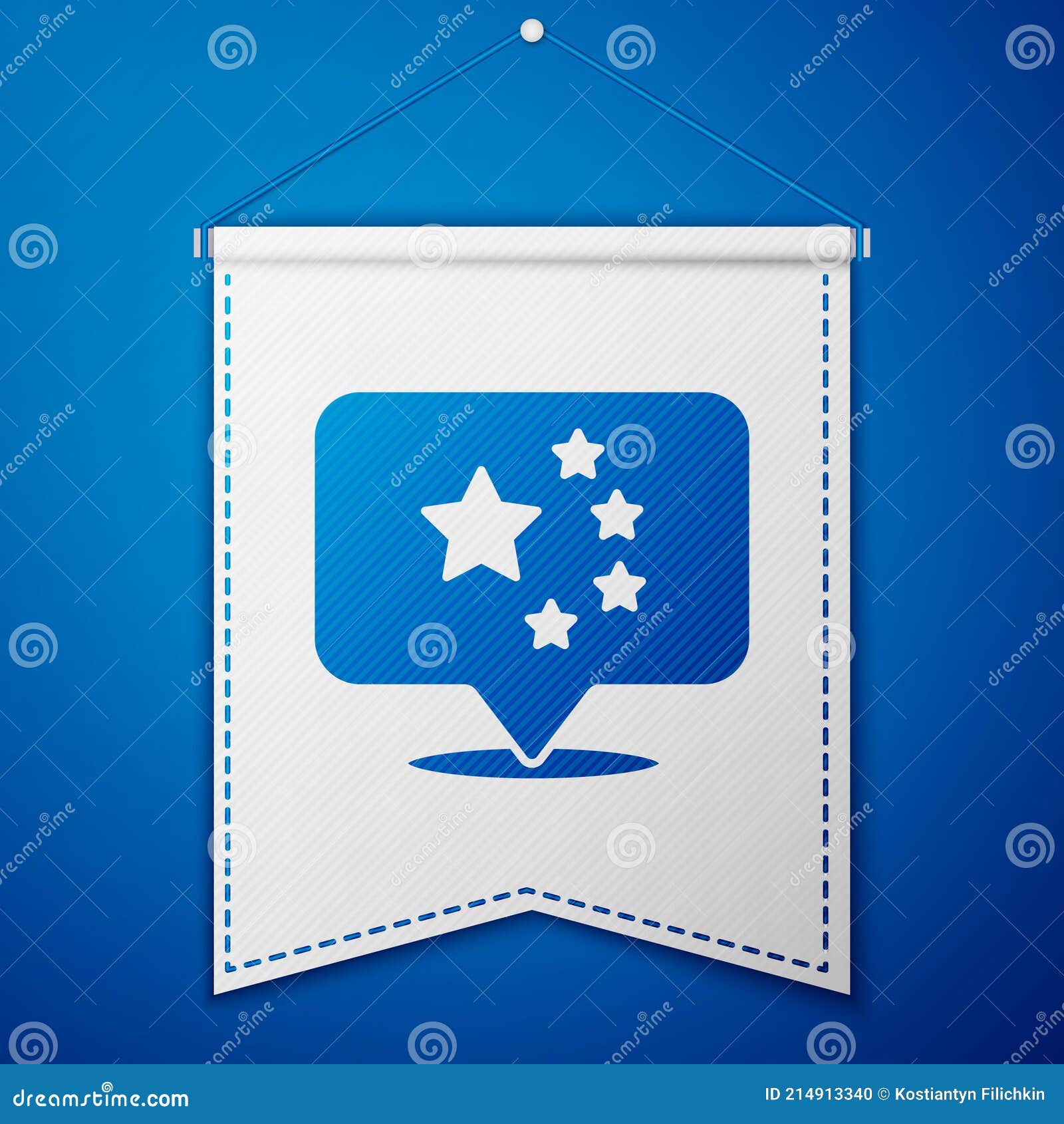 Blue China Flag Icon Isolated on Blue Background. White Pennant ...