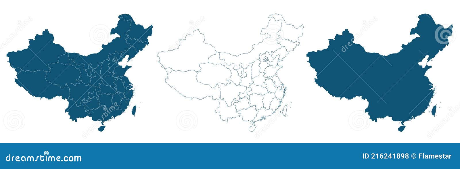 Blue China Map. Flat Vector HD Illustration. Stock Vector ...
